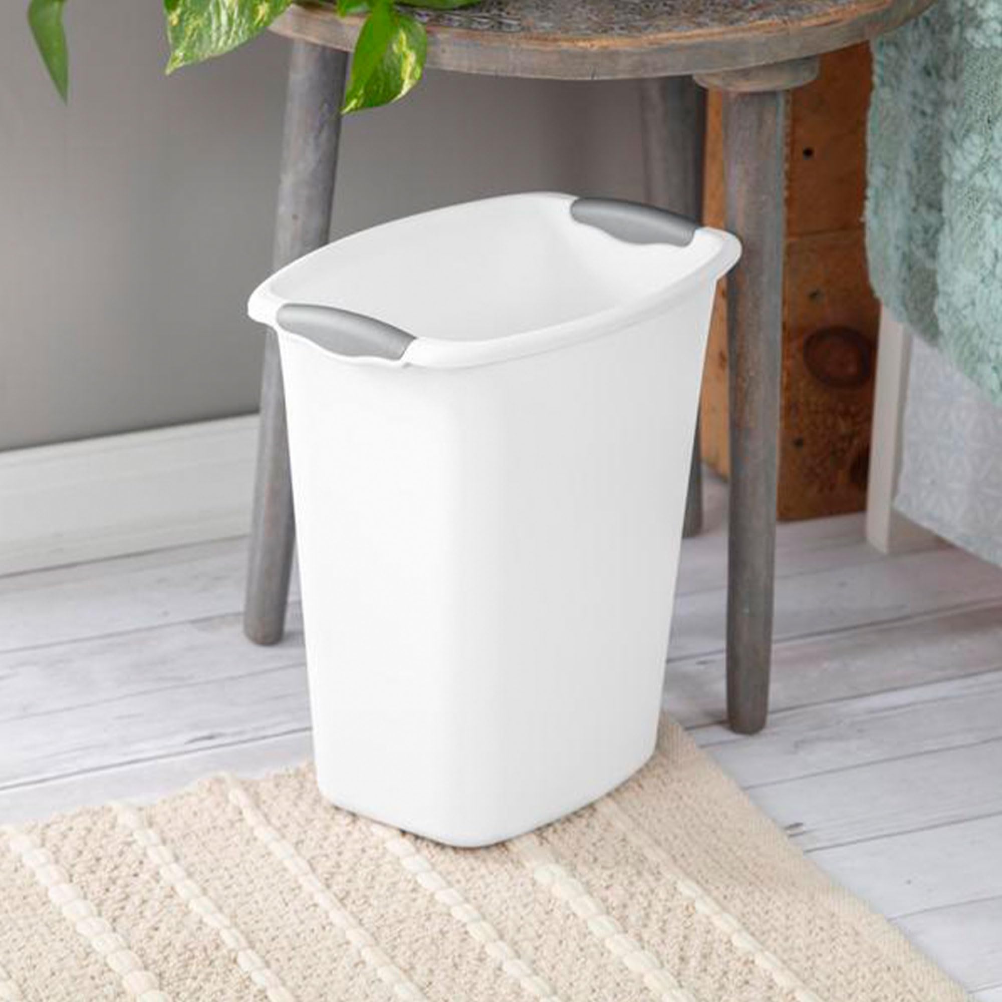 Sterilite 10358006 3 Gallon/11.4 Liter Wastebasket, White with Titanium Inserts, 6-Pack