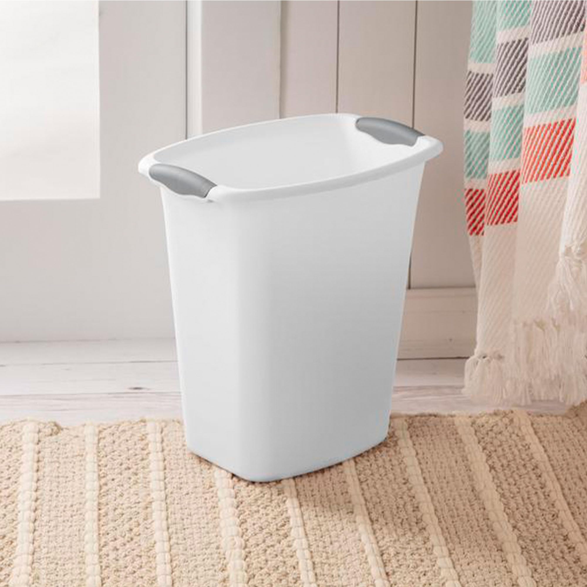 Sterilite 10358006 3 Gallon/11.4 Liter Wastebasket, White with Titanium Inserts, 6-Pack