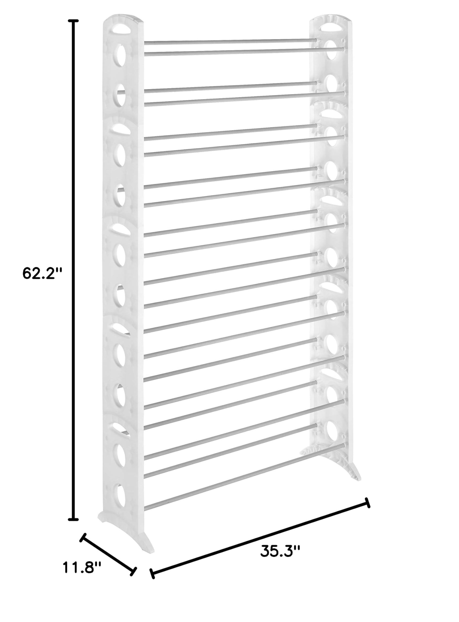Whitmor Floor 50 Pair Shoe Tower 10 Tier White