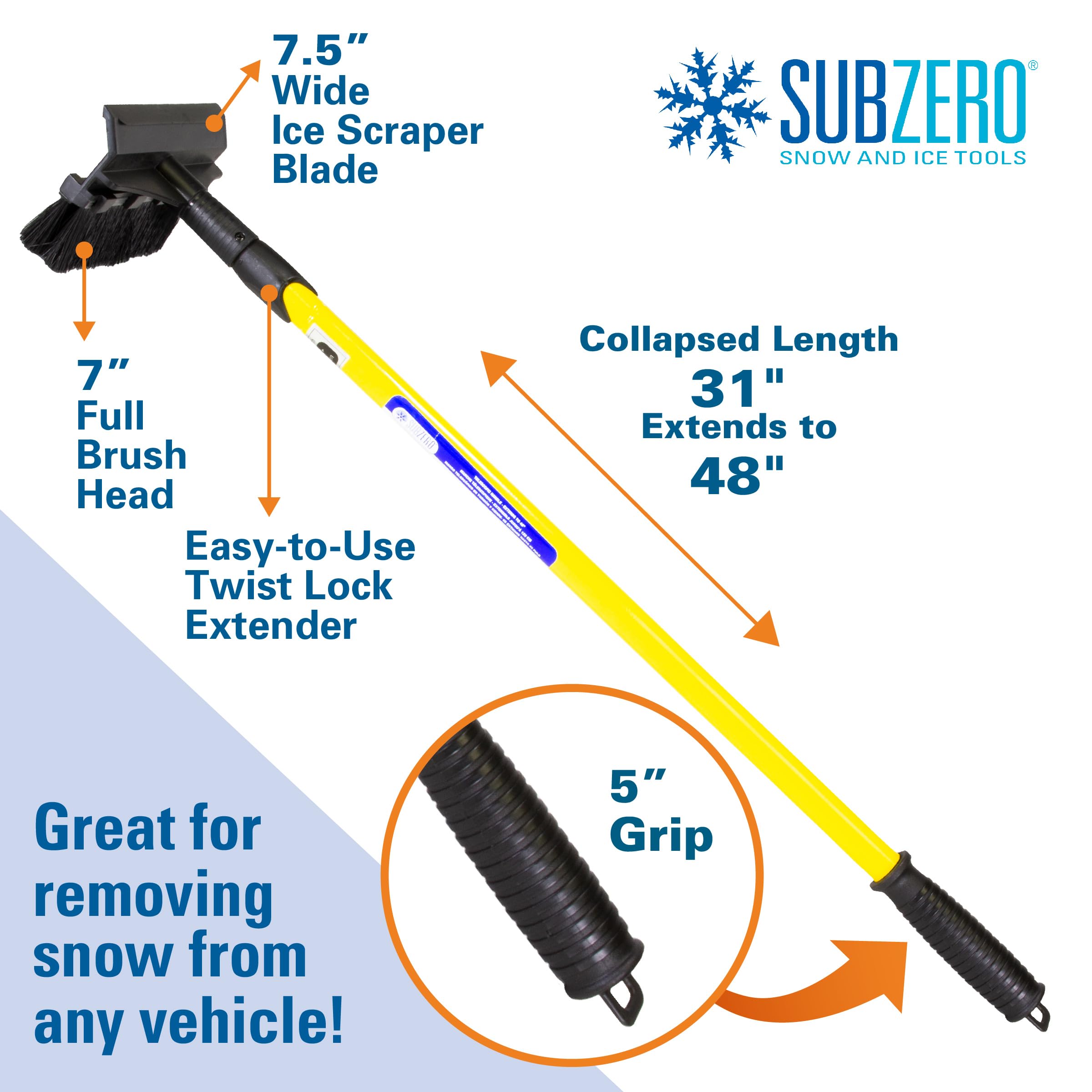 SubZero 2610XB 48" Extender Snowbroom with Integrated Squeegee Head (Colors may vary)