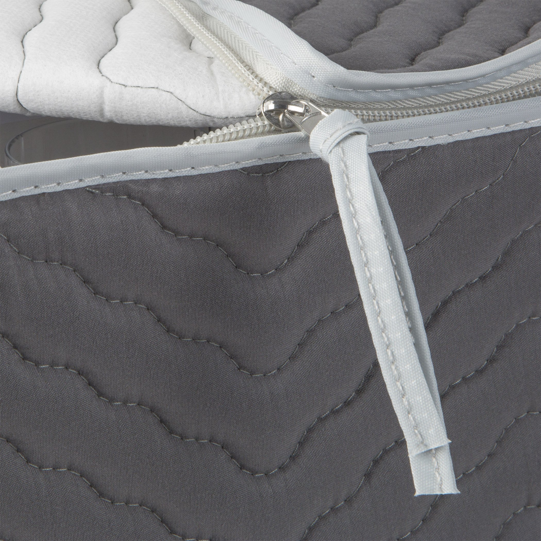 China Cup Storage Chest - Deluxe Quilted Microfiber (Light Gray) (13"H x 15.5"W x 5"D)