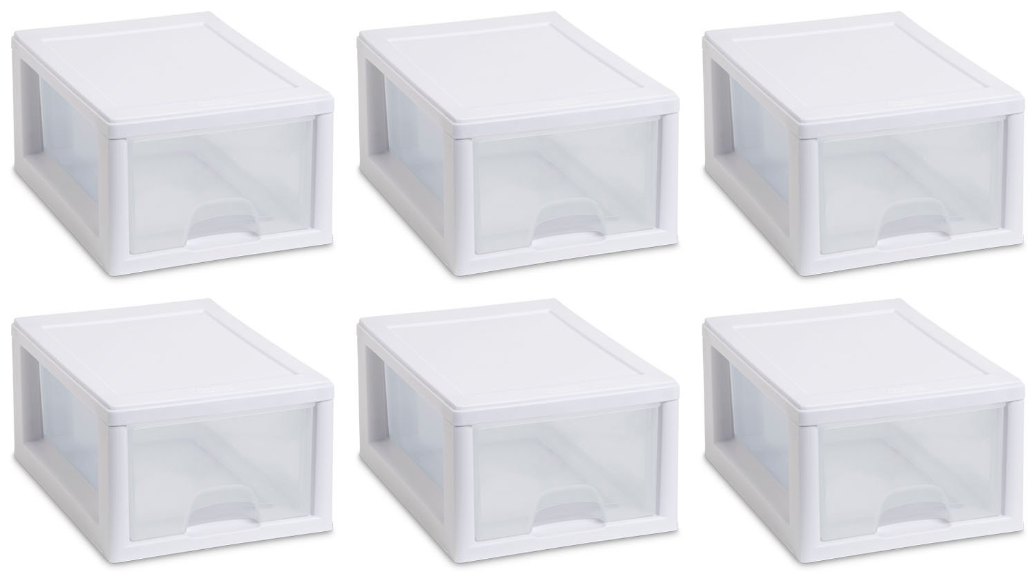 Sterilite 20518006 6 Quart/5.7 Liter Stacking Drawer, White Frame with Clear Drawer,(pack of 6)