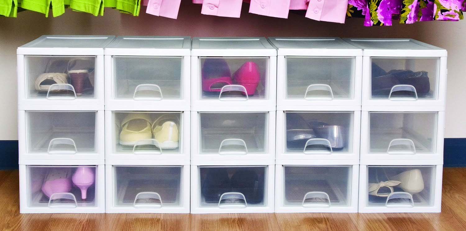 Sterilite 20518006 6 Quart/5.7 Liter Stacking Drawer, White Frame with Clear Drawer,(pack of 6)