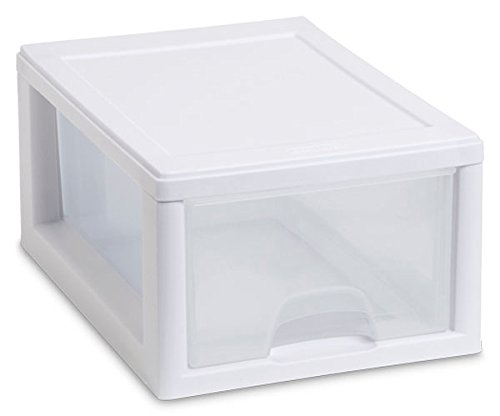 Sterilite 20518006 6 Quart/5.7 Liter Stacking Drawer, White Frame with Clear Drawer,(pack of 6)