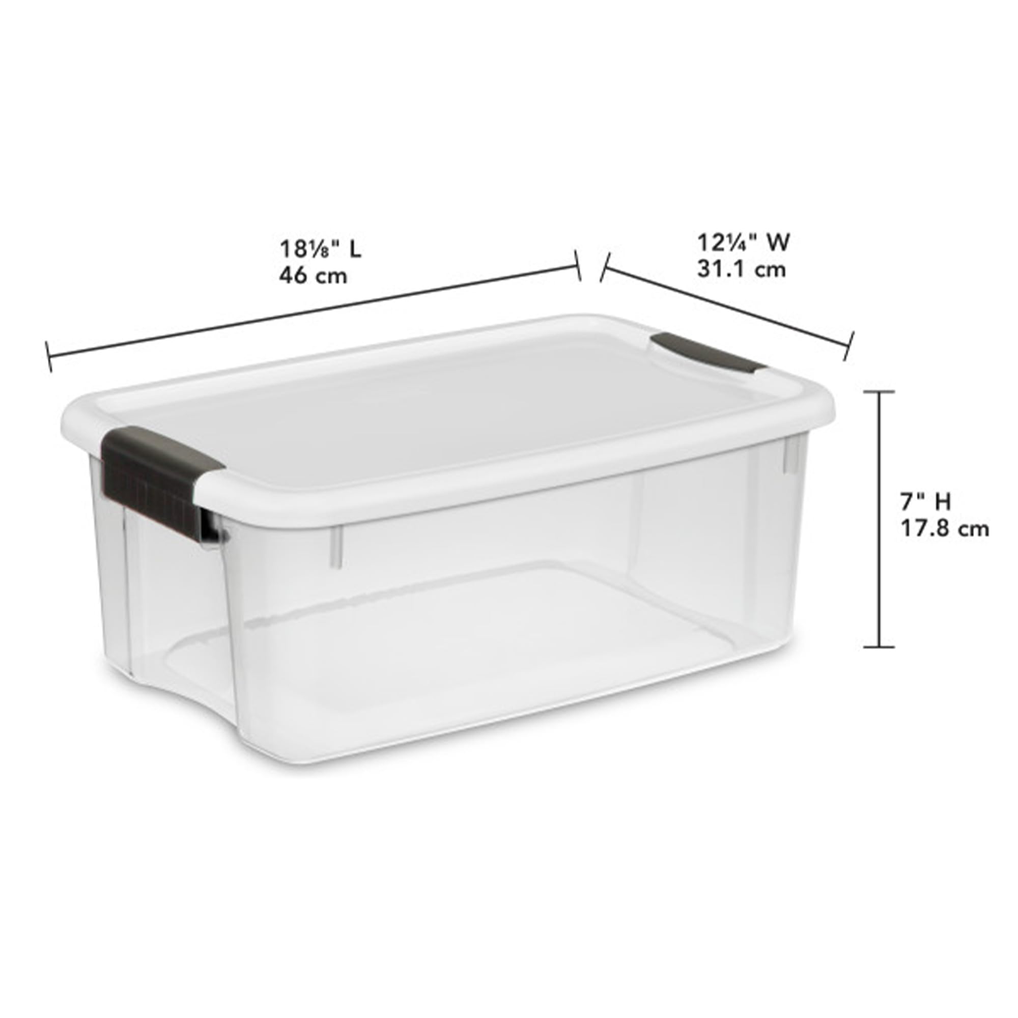Sterilite 18 Quart Clear Plastic Stackable Storage Container Bin Box Tote with White Latching Lid Organizing Solution for Home & Classroom, 6 Pack