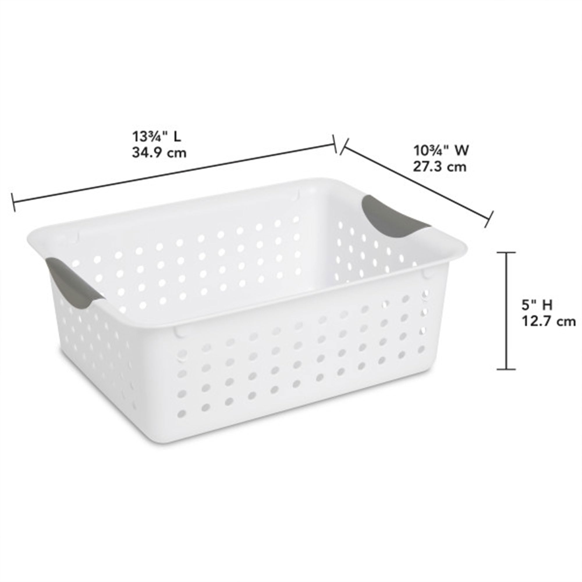 Sterilite 16248006 Medium Ultra Basket, White Basket w/ Titanium Inserts, 6-Pack