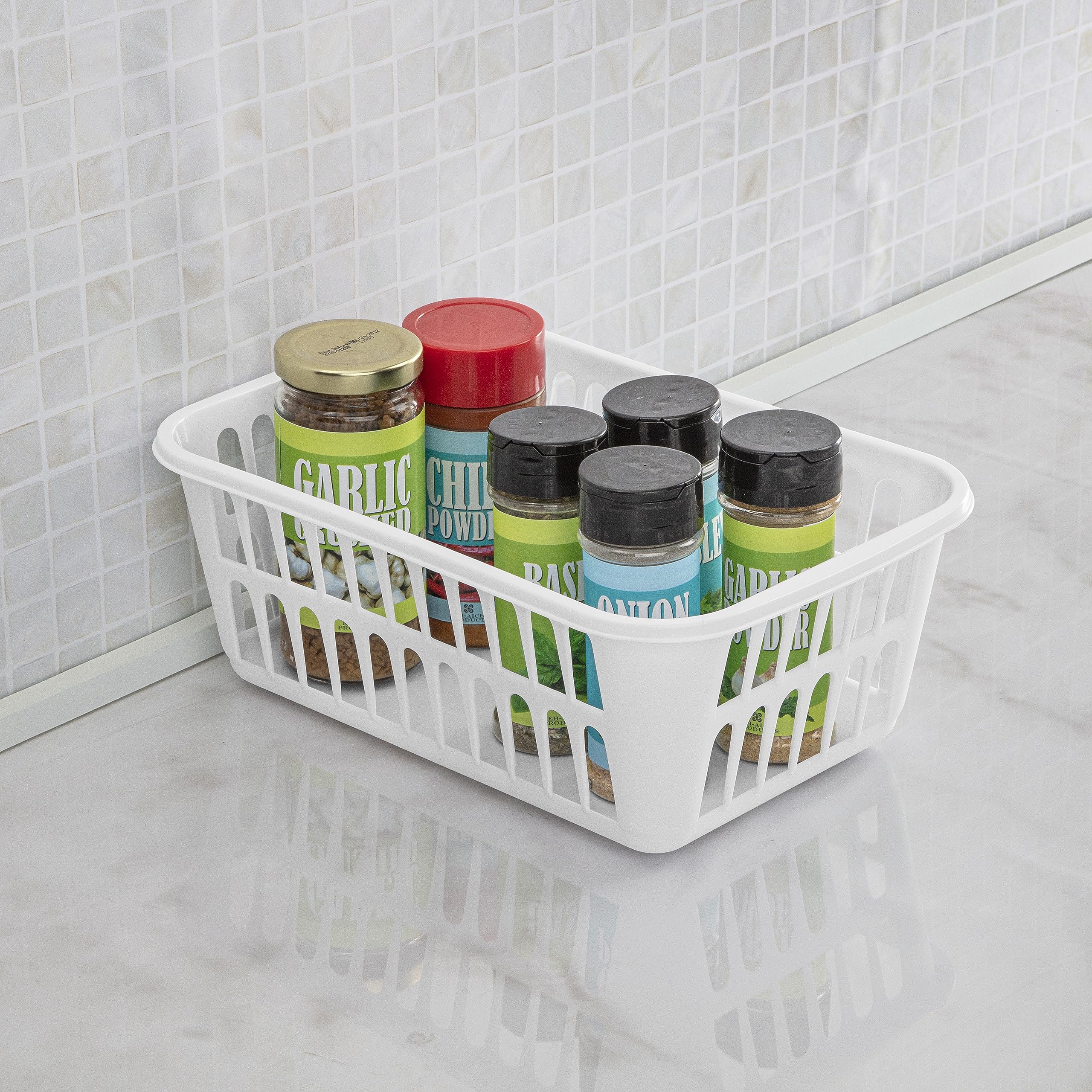Sterilite 16088048 Storage Basket, White, 48-Pack