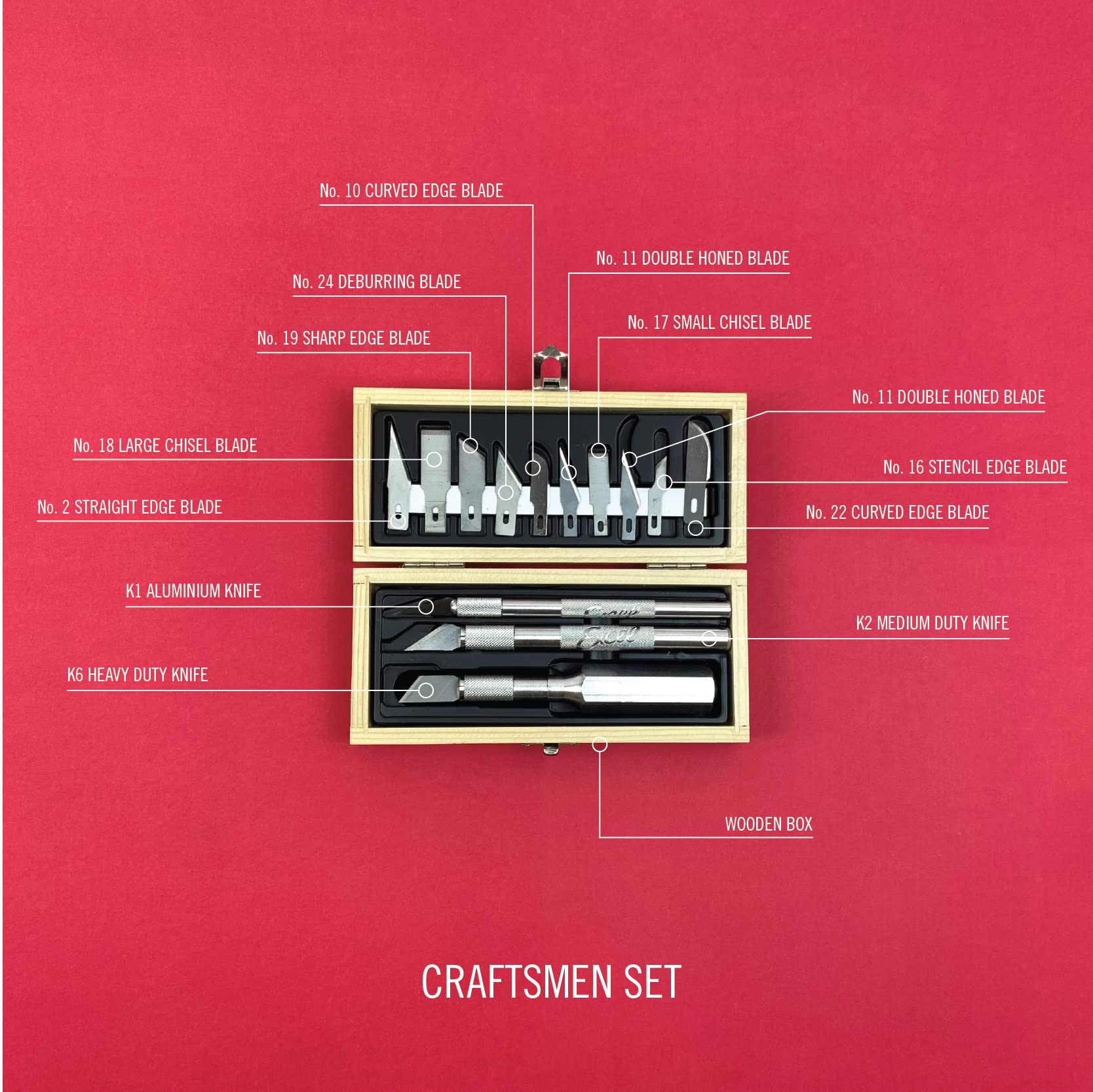 Excel Blades 44283 Craftsman Hobby Knife Set, Precision Cutting Tool Set, Craft Knife Set Includes Assortment of Light Duty to Heavy Duty Handles and 13 Blades