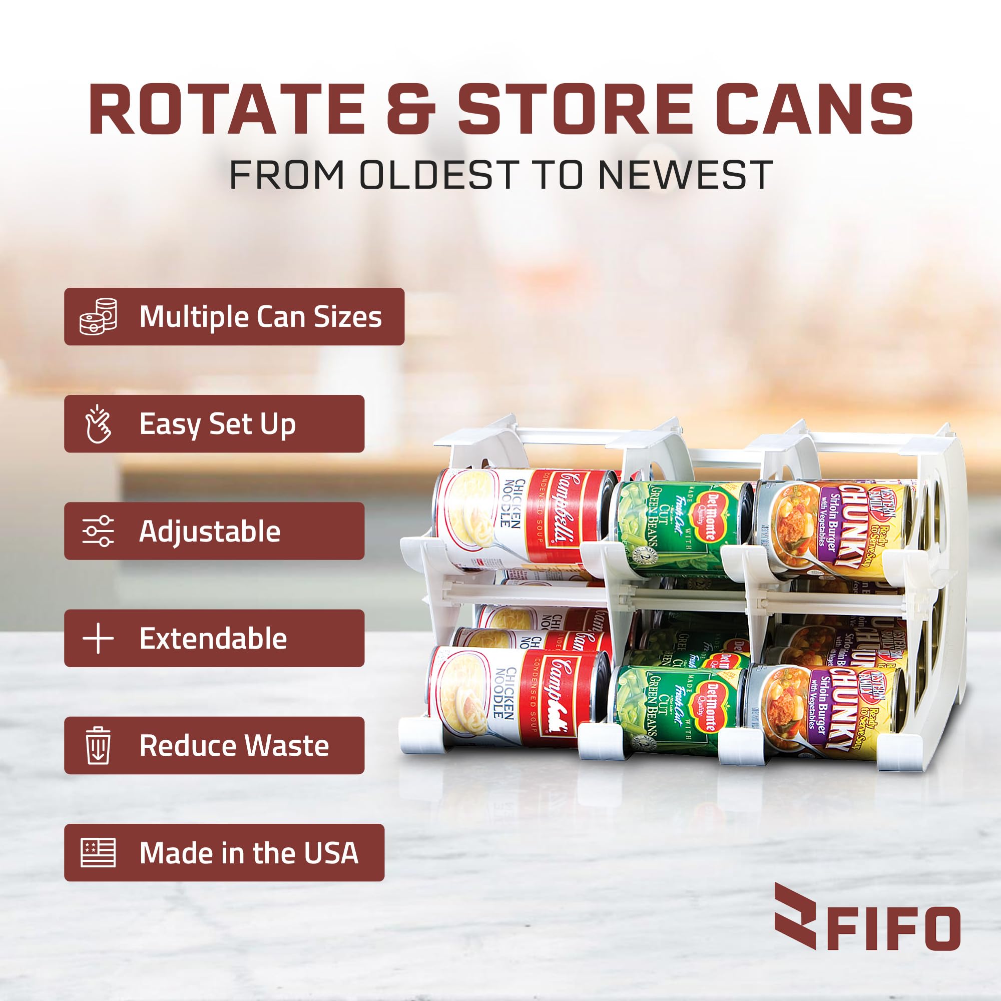 FIFO Mini Can Tracker Stores up to 30 Cans | Rotates First in First Out | Storage for Home Cupboard, Pantry and Cabinet | Organize Your Kitchen | 4" Cans or Taller (Mini Can Tracker - 30 cans)