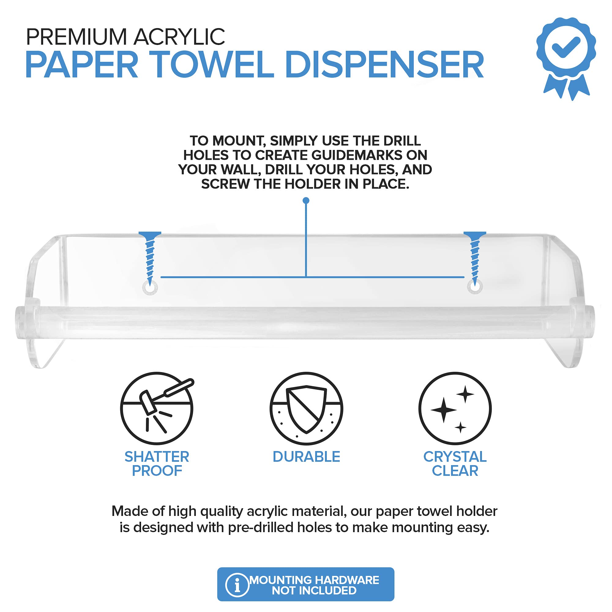 Acrylichomedesign Wall Mount Acrylic Paper Towel Holder,Clear