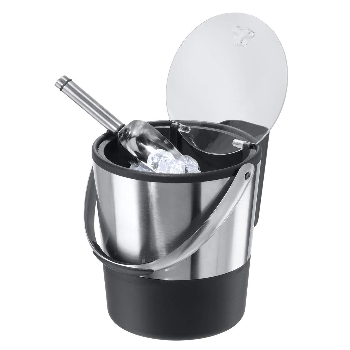Oggi Insulated Ice Bucket, 4 Quart / 3.8 L, Stainless Steel, Black