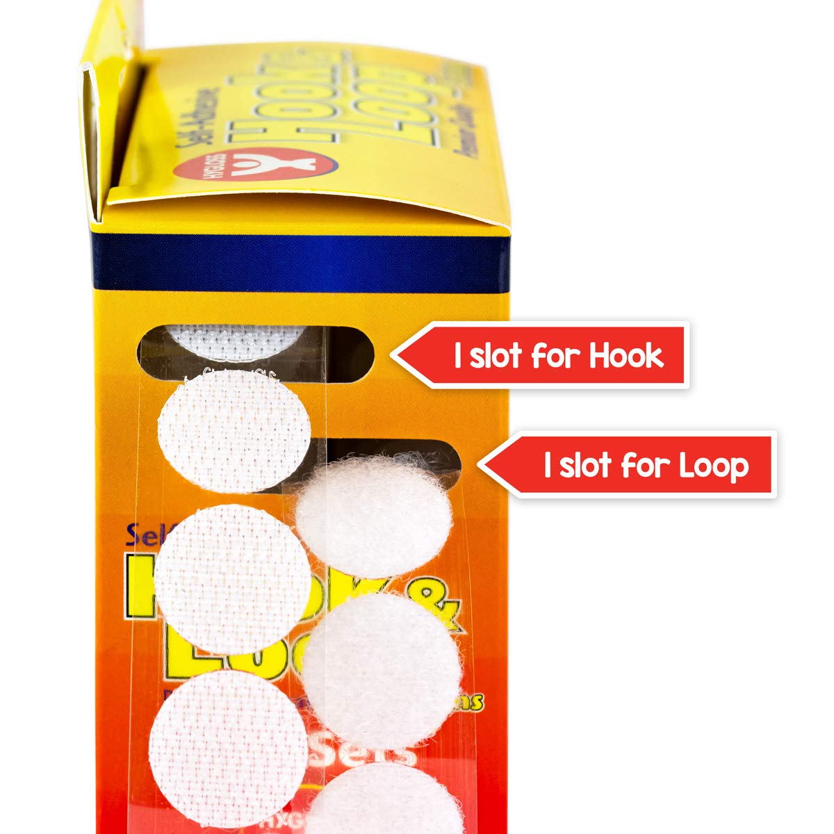 Hygloss Products Self Adhesive Coins - 100 Hook and Loop Fastener Sticky Dots With Dispenser β 5/8 Inches, White