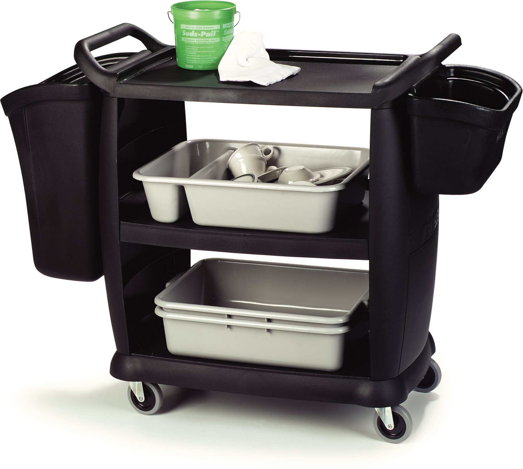 CFS CC11TH03 Trash Bin for Bussing Cart, 7 gal Capacity, 22" Height, 18" Width, 12.25" Length, Polyethylene (PE), Black