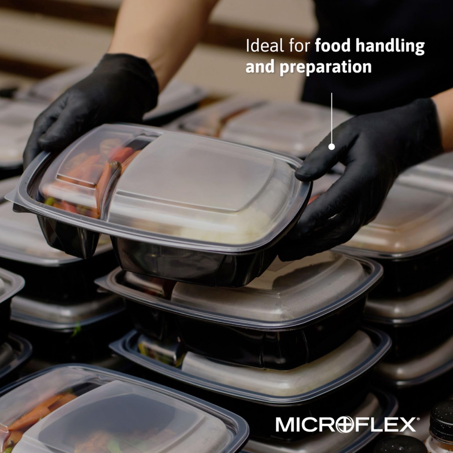 Microflex MidKnight MK-296 Disposable Nitrile Gloves for Automotive, Law Enforcement w/ Full Texture - X-Large, Black (Box of 100)