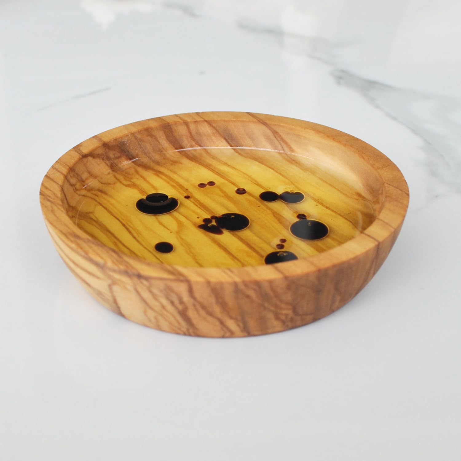 Naturally Med Olive Wood Dipping Bowl, Round, 3.5" L x 3.5" W