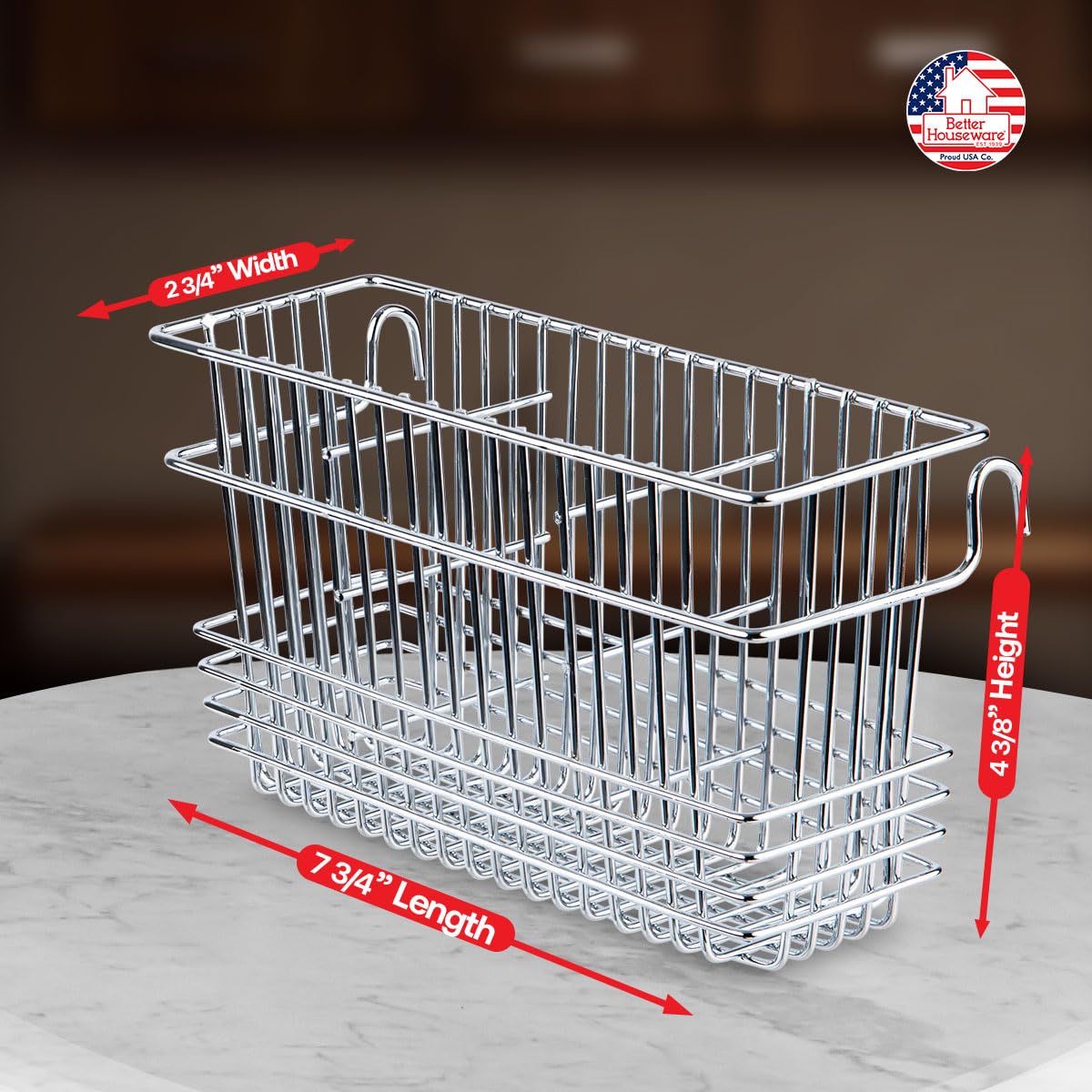 Utensil Drying Rack, 3 Compartments, Chrome