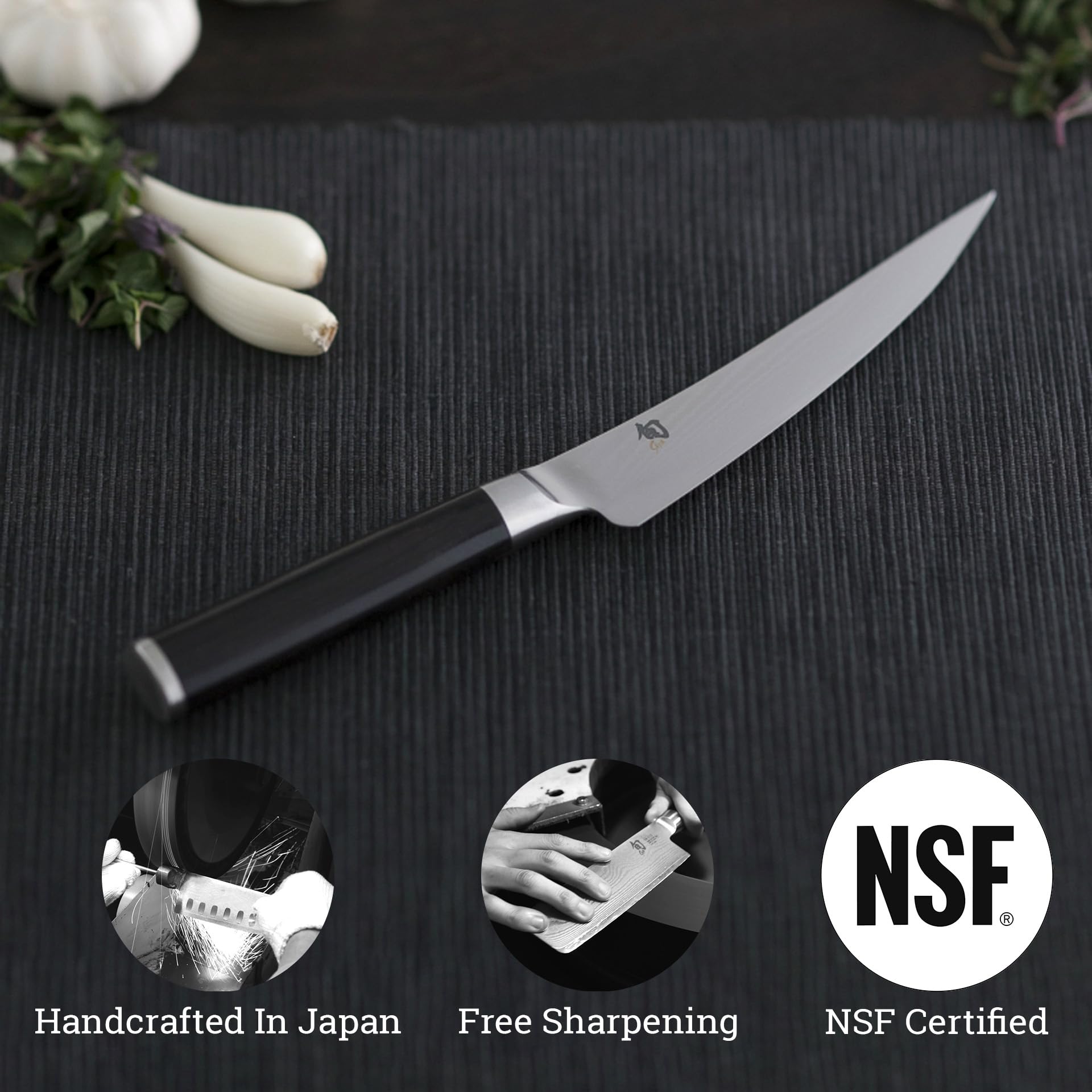 Shun Cutlery Classic Boning & Fillet Knife 6”, Easily Glides Through Meat and Fish, Authentic, Handcrafted Japanese Boning, Fillet and Trimming Knife