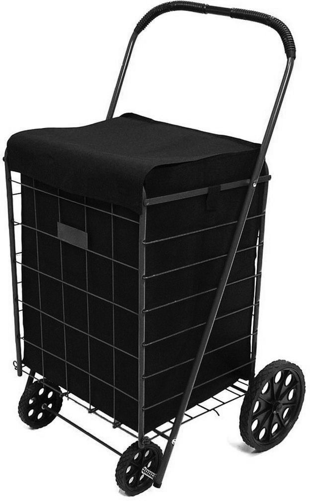 PrimeTrendz TM Folding Shopping CART Liner Insert with Cover in Black (Liner Only).
