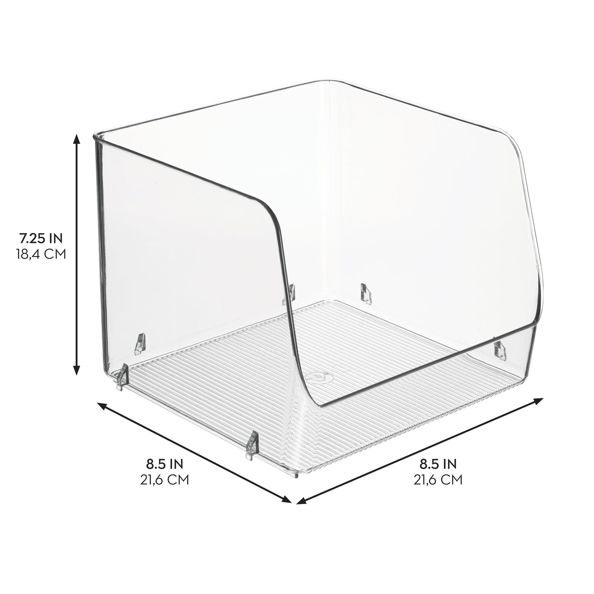 iDesign Linus Stacking Organizer Bins for Kitchen, Pantry, Office, Bathroom, Extra Large-Clear