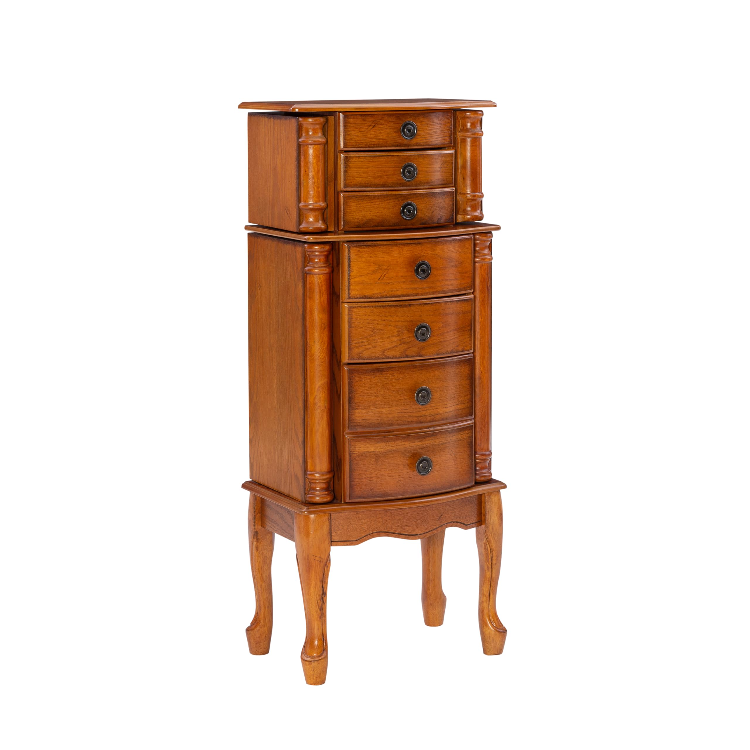 Powell Furniture Powell Jewelry Armoire, Distressed Woodland Oak Black Lining