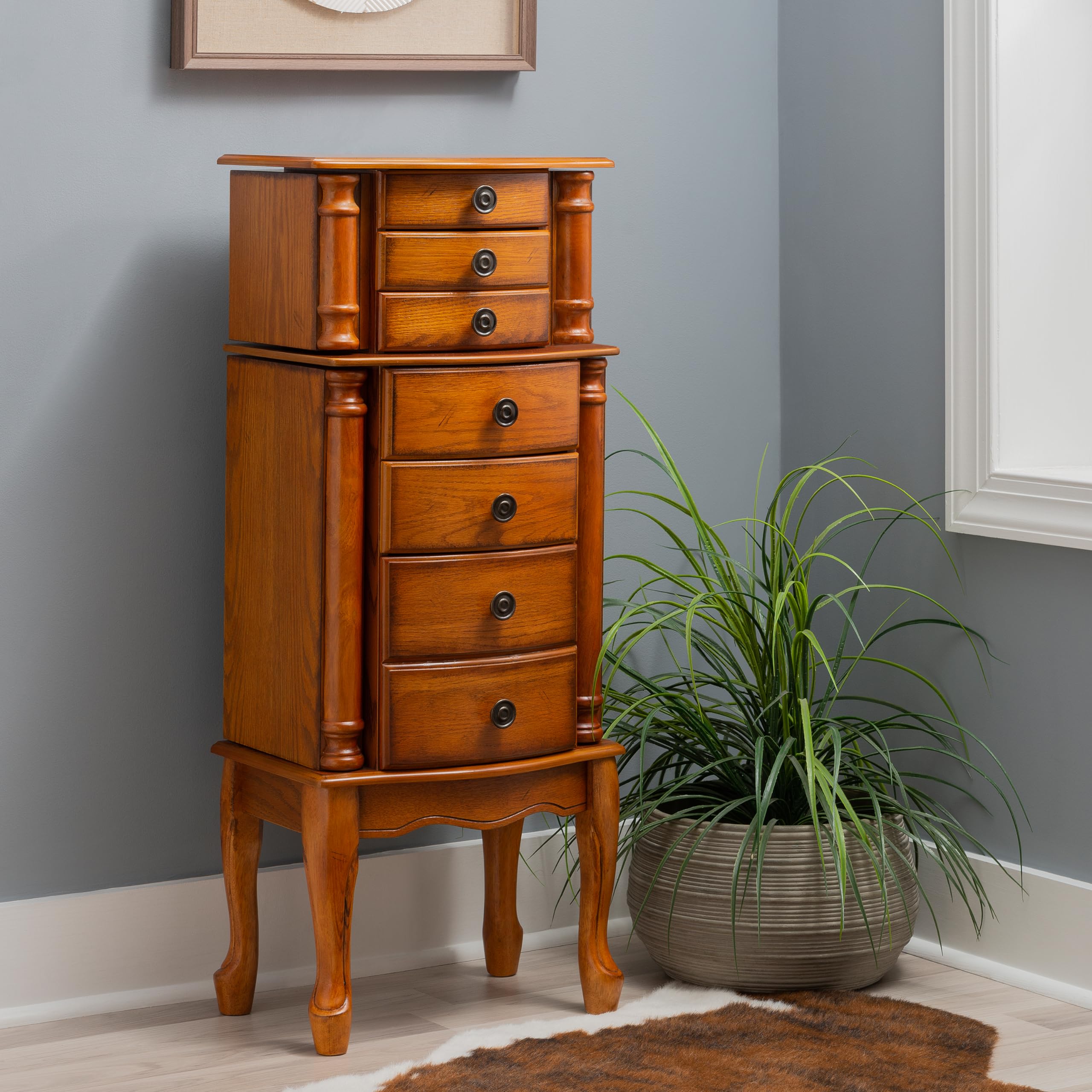 Powell Furniture Powell Jewelry Armoire, Distressed Woodland Oak Black Lining