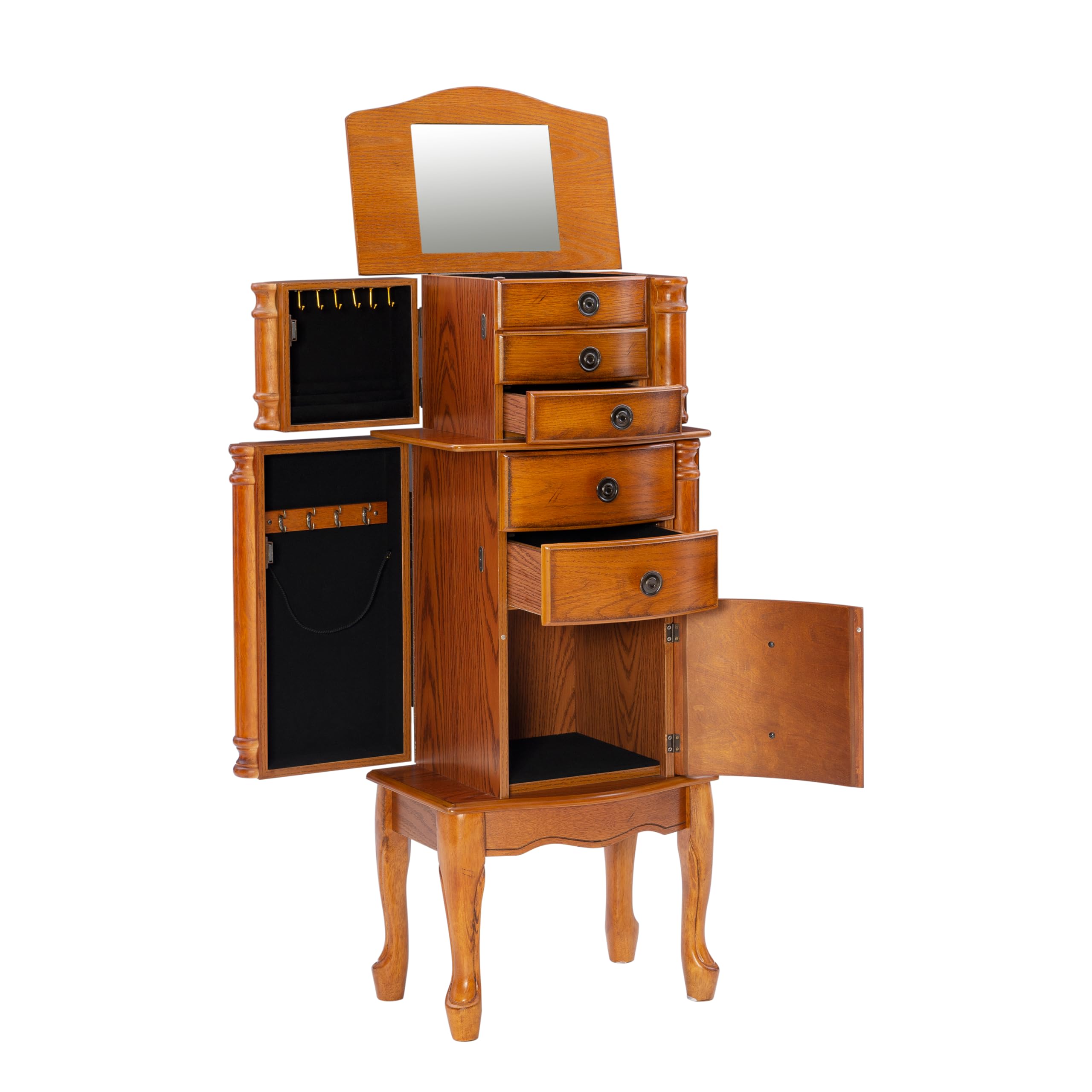 Powell Furniture Powell Jewelry Armoire, Distressed Woodland Oak Black Lining