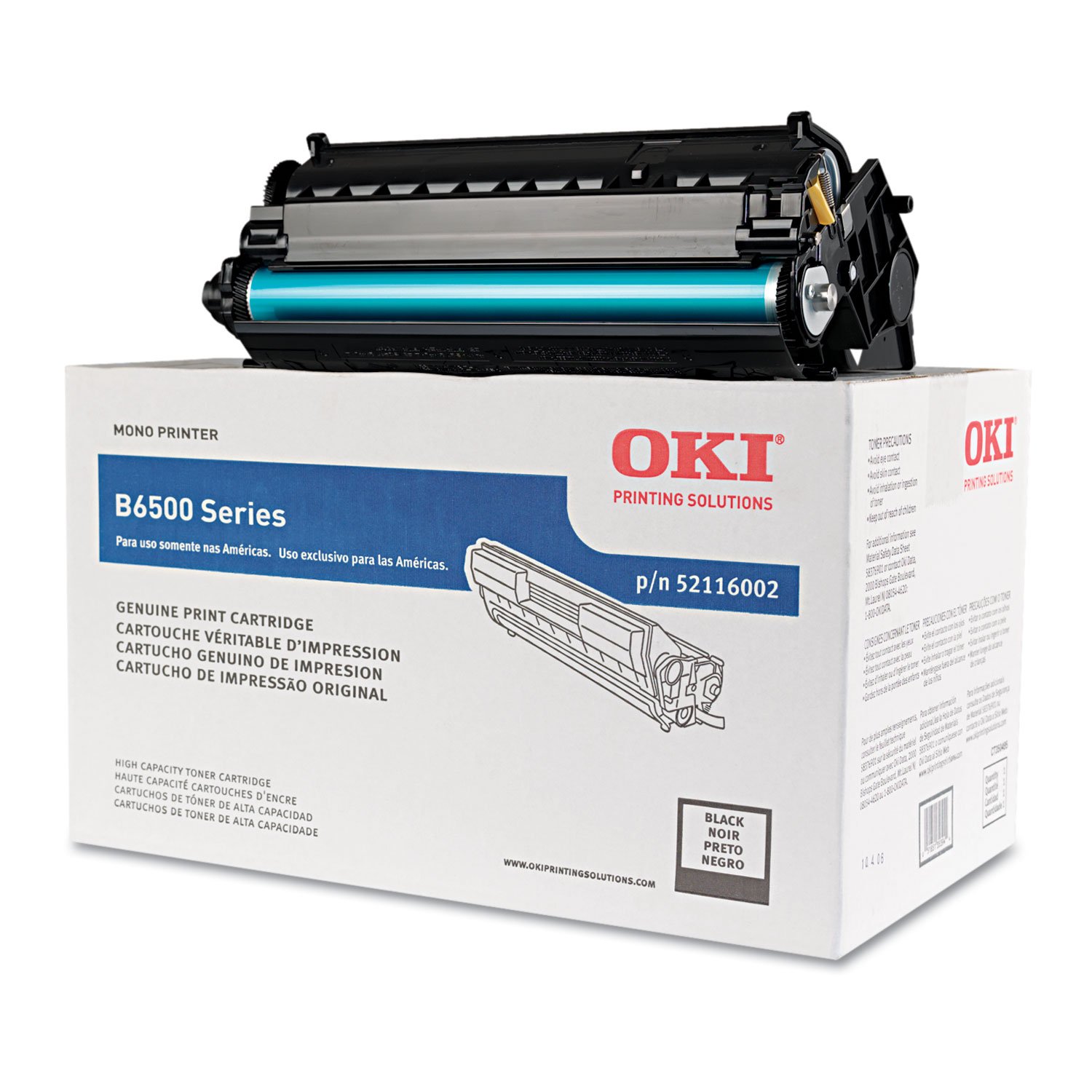 Okidata B6500 High Yield Toner Cartridge (18,000 Yield), 52116002,Black,One Size