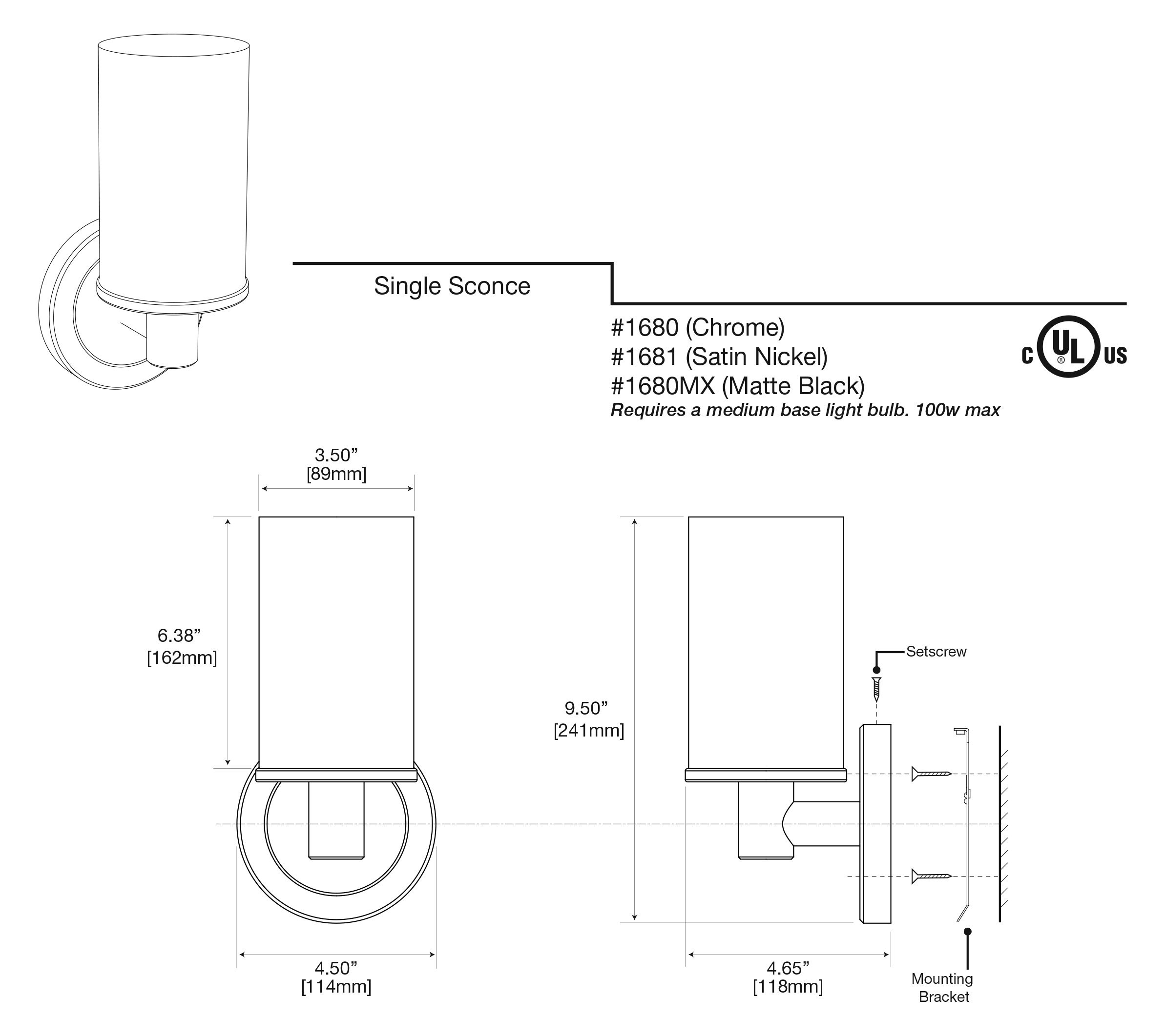 Gatco 1680 Latitude II Single Sconce, Chrome