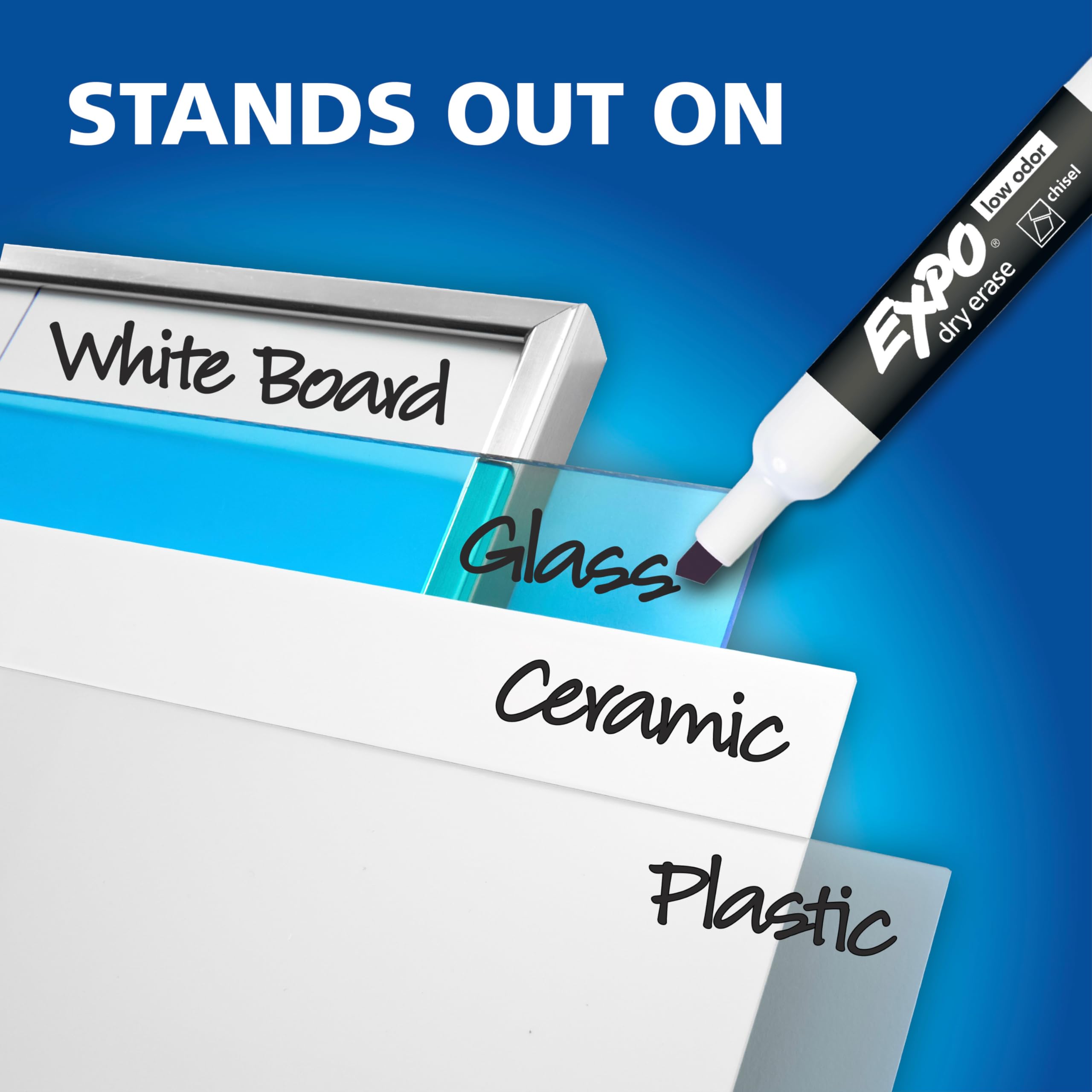EXPO 80661 Low-Odor Dry Erase Markers, Chisel Tip, Black, 4-Count