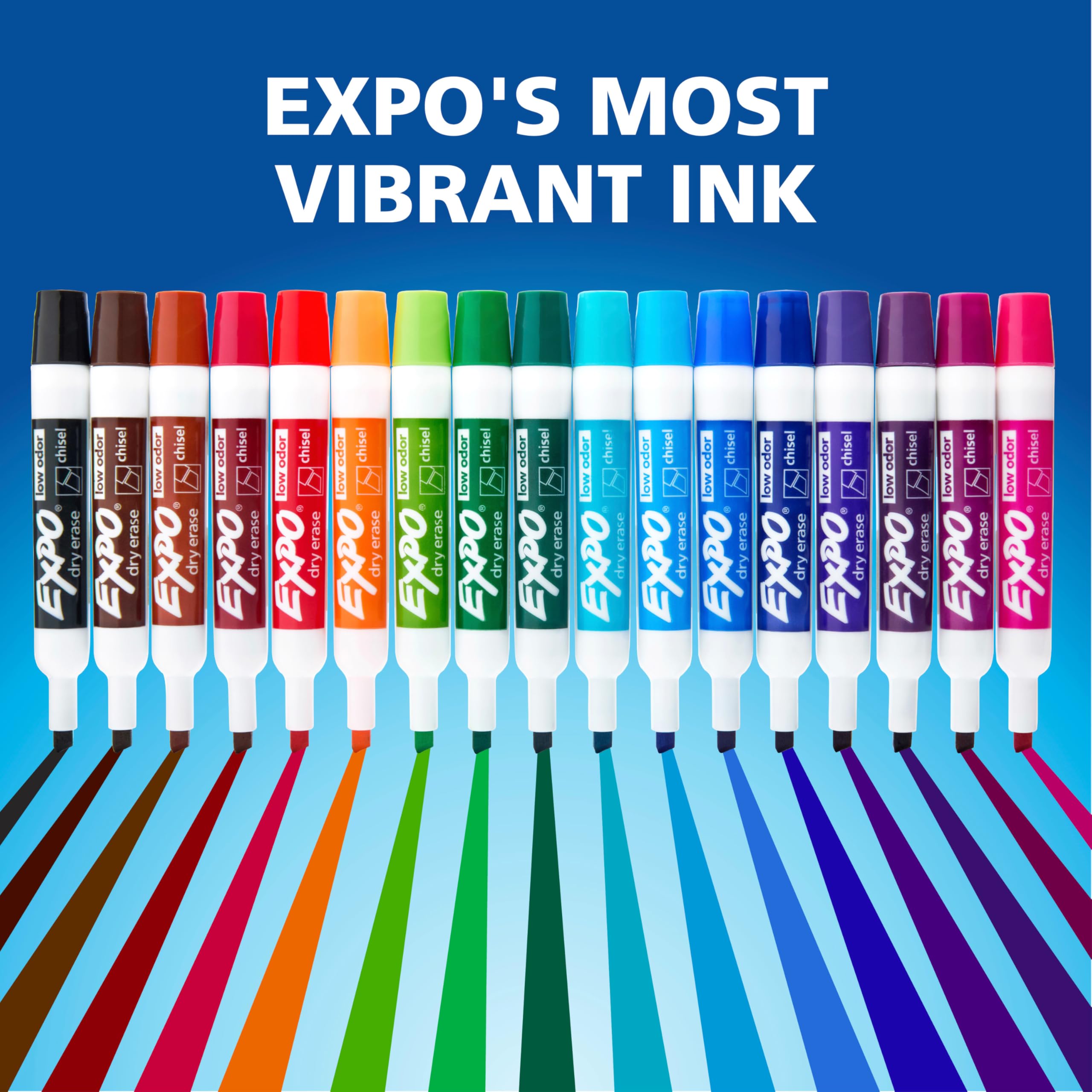 EXPO 80661 Low-Odor Dry Erase Markers, Chisel Tip, Black, 4-Count