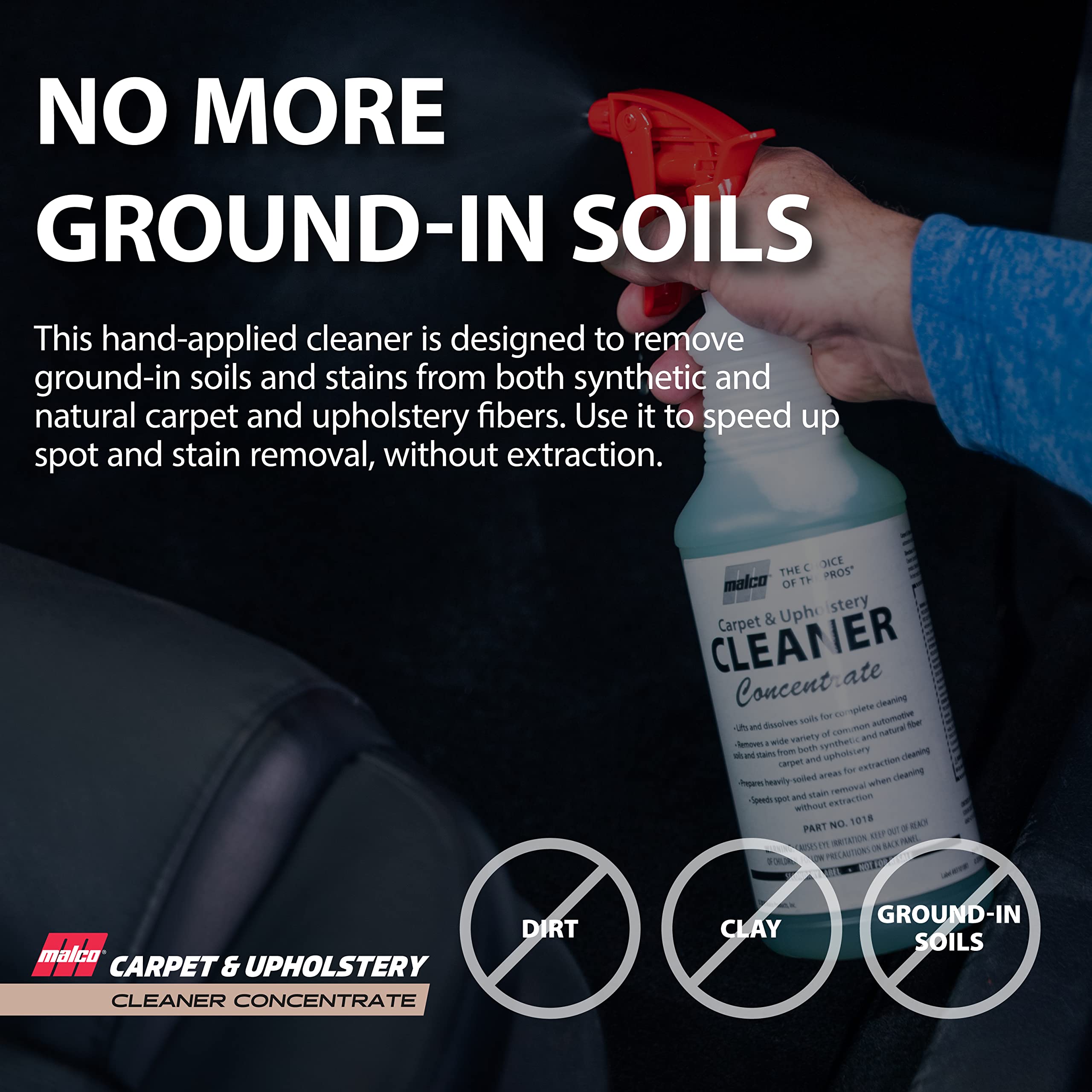 Malco Carpet and Upholstery Cleaner Concentrate - Removes Ground-in Soils and Stains from Automotive and Residential Carpet & Upholstery / 1 Gallon (101801)