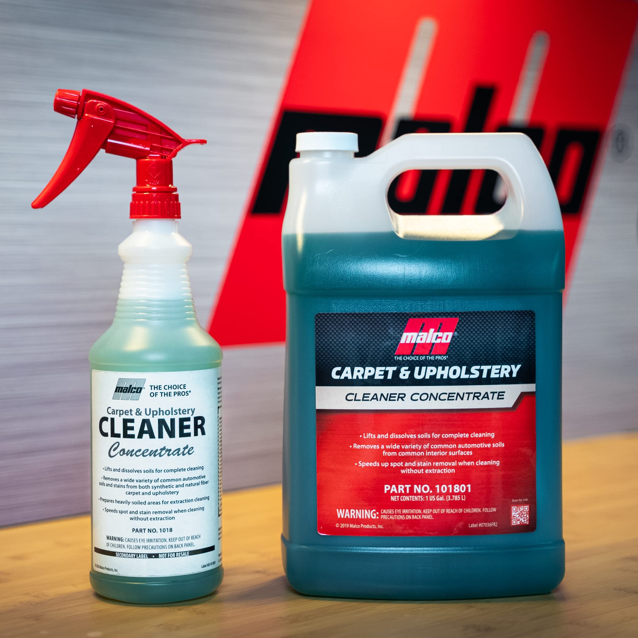 Malco Carpet and Upholstery Cleaner Concentrate - Removes Ground-in Soils and Stains from Automotive and Residential Carpet & Upholstery / 1 Gallon (101801)