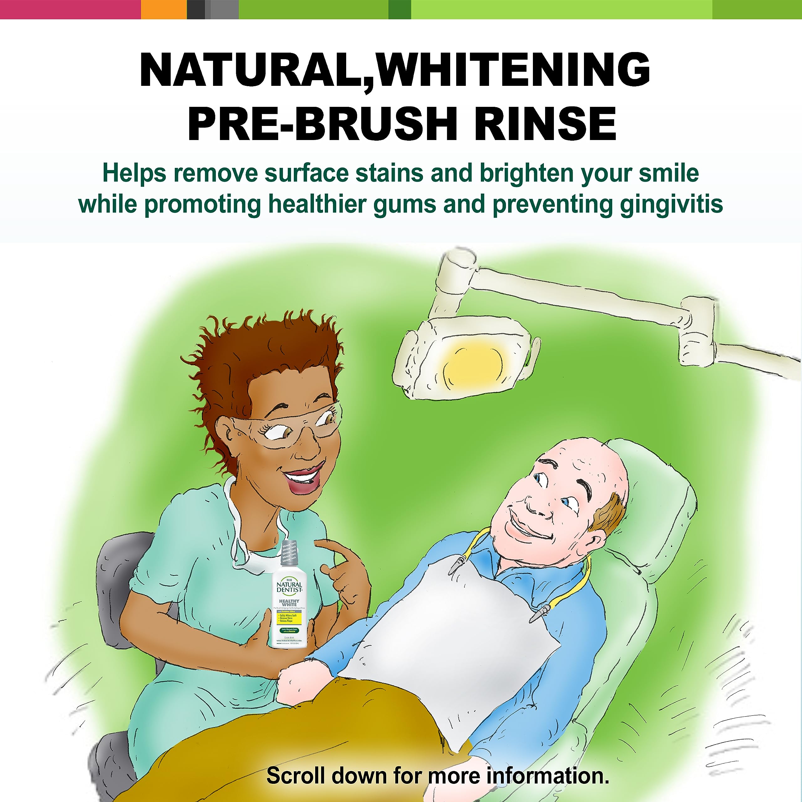 Natural Dentist Healthy White Pre-Brush Mouth Wash, Clean Mint, 16.9 Ounce Bottle
