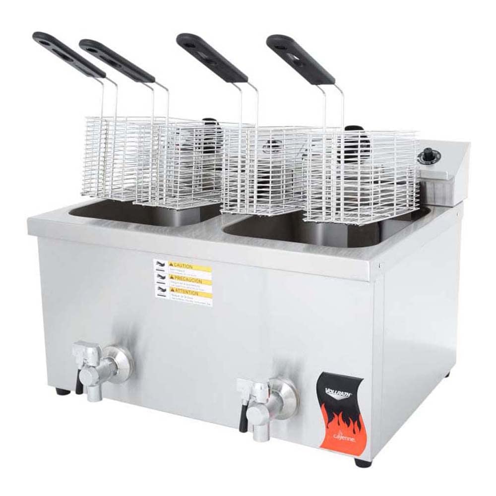 Vollrath (40710) 15 Lb. Medium-Duty Electric Split-Pot Countertop Fryer - CayenneÂŽ Seri