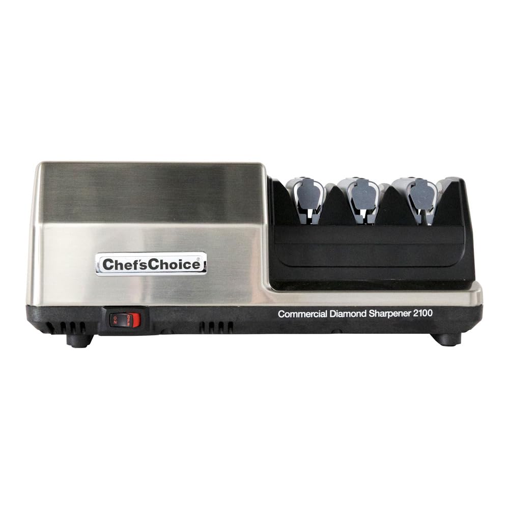 Chef'sChoice Commercial EdgeSelect Diamond Hone Electric Kitchen Knife Sharpener NSF Approved, 3-Stage, Silver