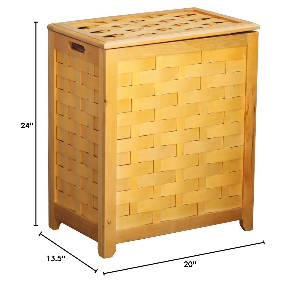 Oceanstar RHV0103N Rectangular Veneer Laundry Wood Hamper with, Natural Finished