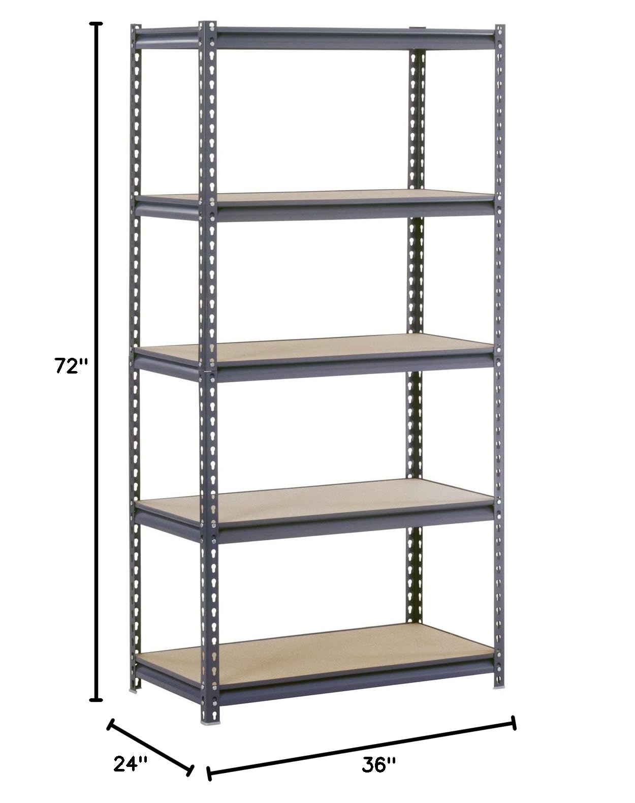 Edsal UR2436 Industrial Gray Heavy Duty Steel Boltless Shelving Storage Rack, 1800 Capacity, 36" Width x 72" Height x 24" Depth
