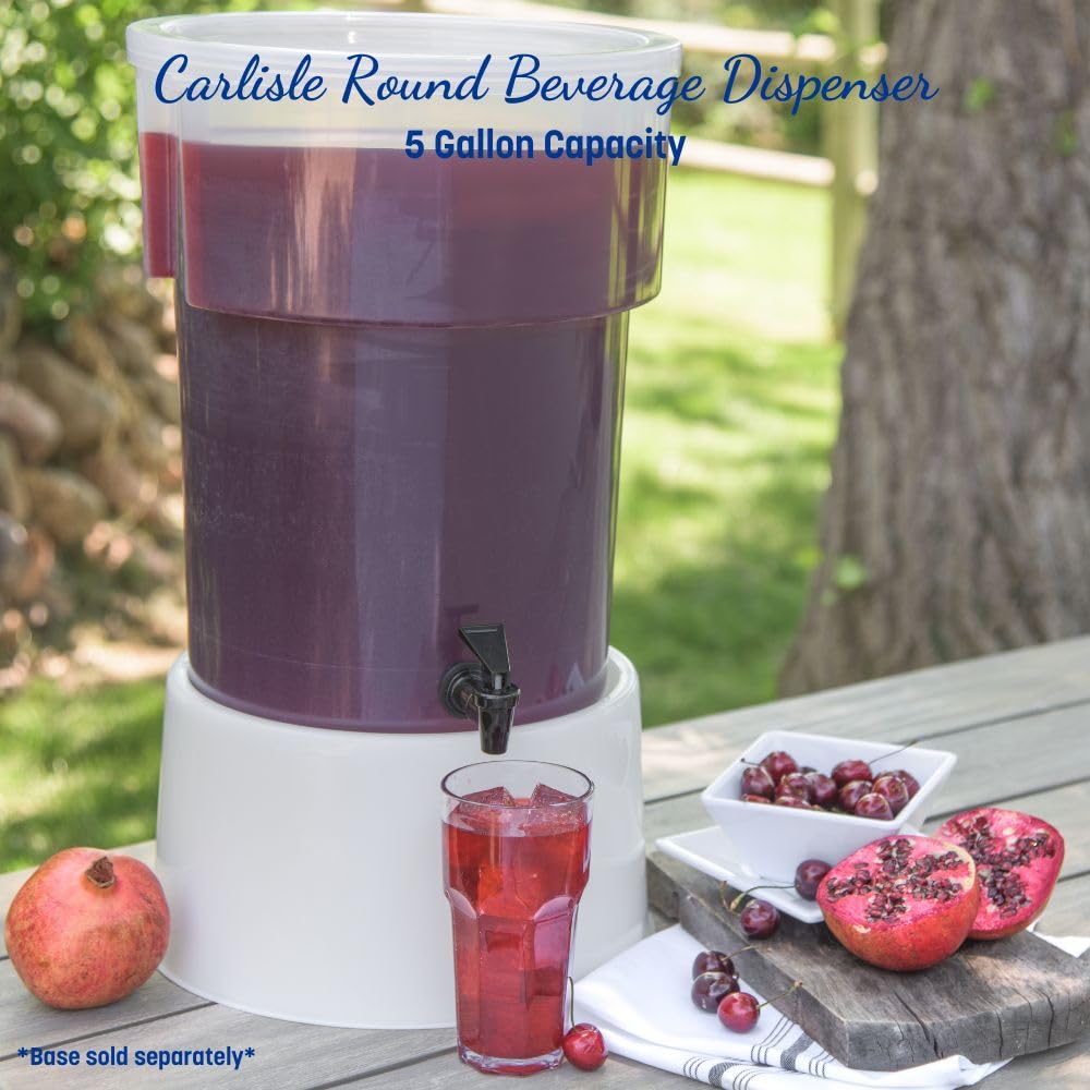 CFS Plastic Round Beverage Dispenser, 5 Gallons, Translucent