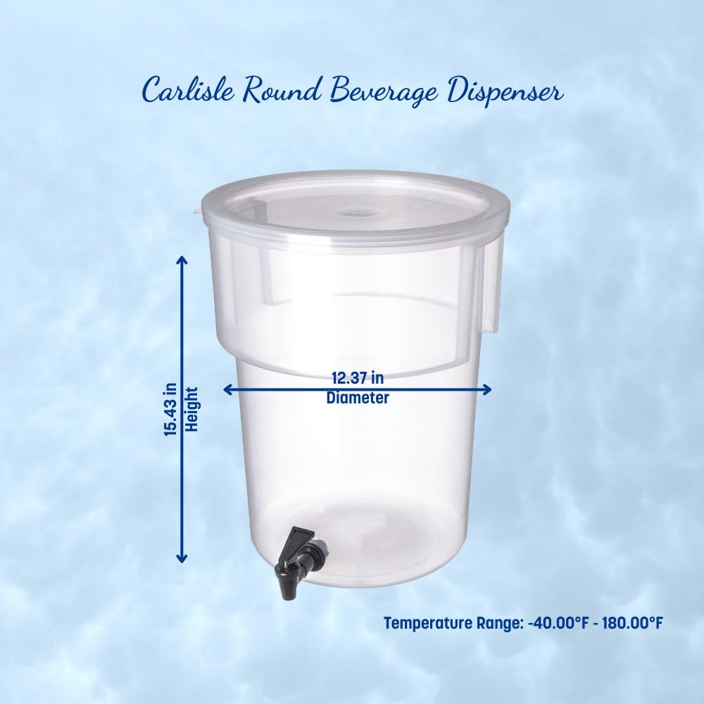 CFS Plastic Round Beverage Dispenser, 5 Gallons, Translucent