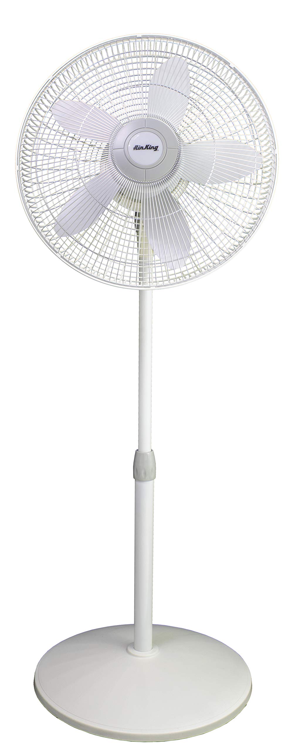 Air King 9119 18-Inch 3-Speed Commercial Grade Adjustable Oscillating Pedestal Fan, 1/20-Horsepower, White