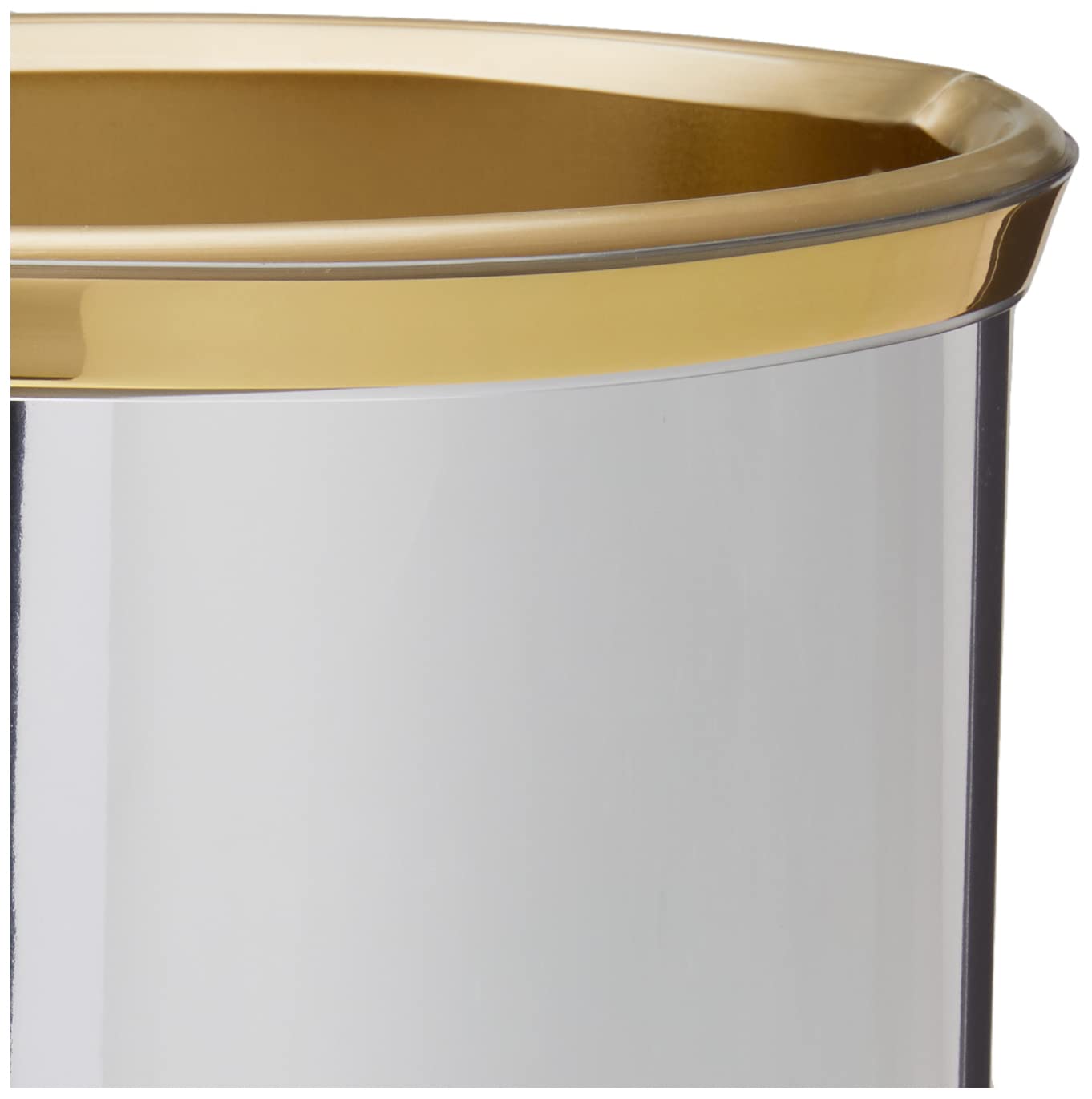 Kraftware Mylar Polished Chrome/Brass Waste Basket with 3/4-Inch Polished Brass Band and Gold Bumper