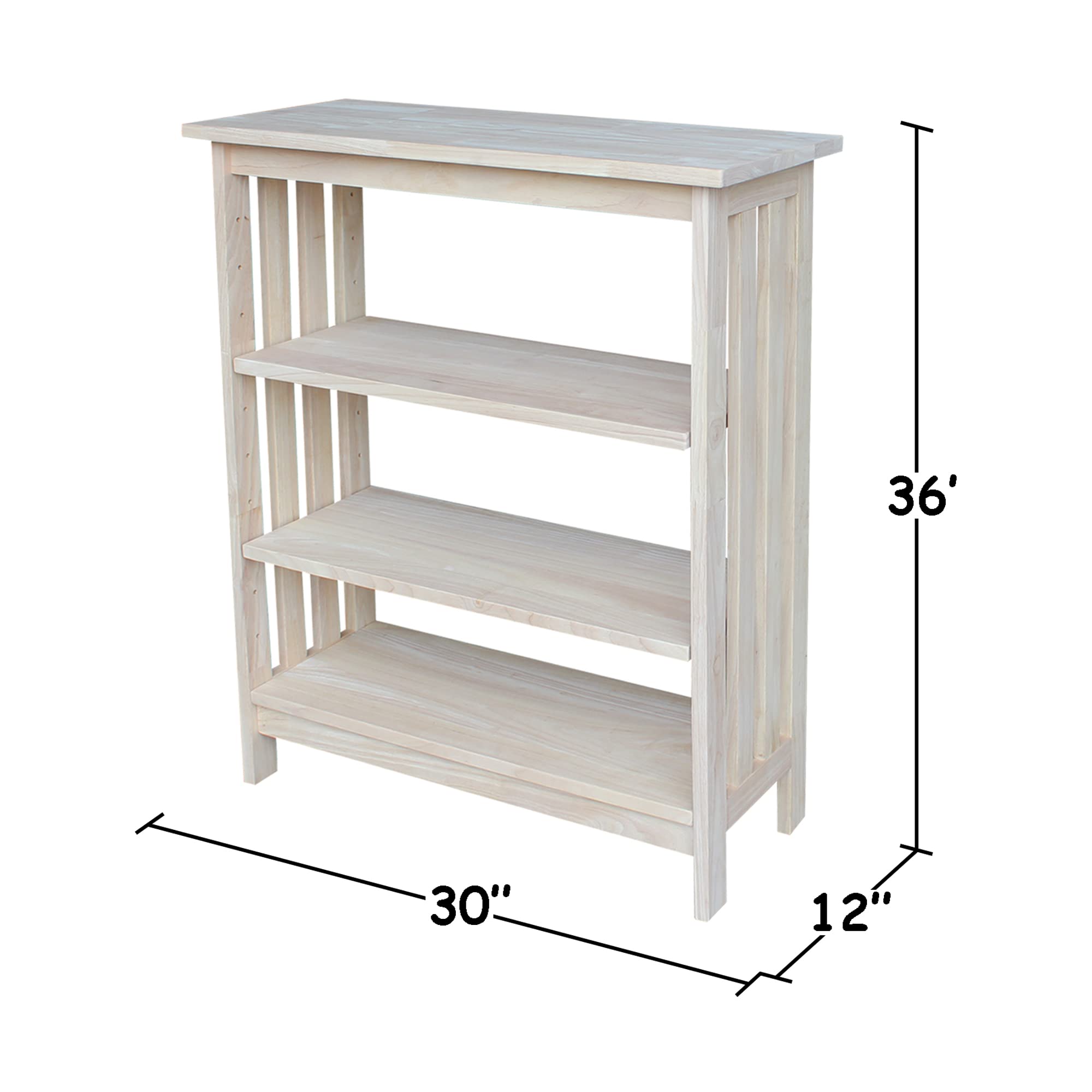 International Concepts 3 Tier Mission Shelf Unit, Unfinished