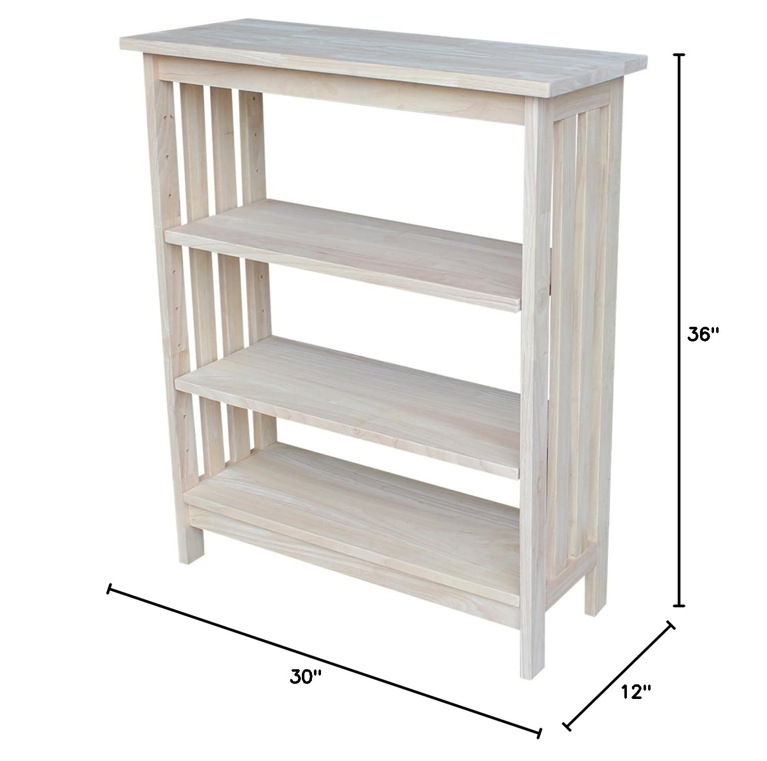 International Concepts 3 Tier Mission Shelf Unit, Unfinished