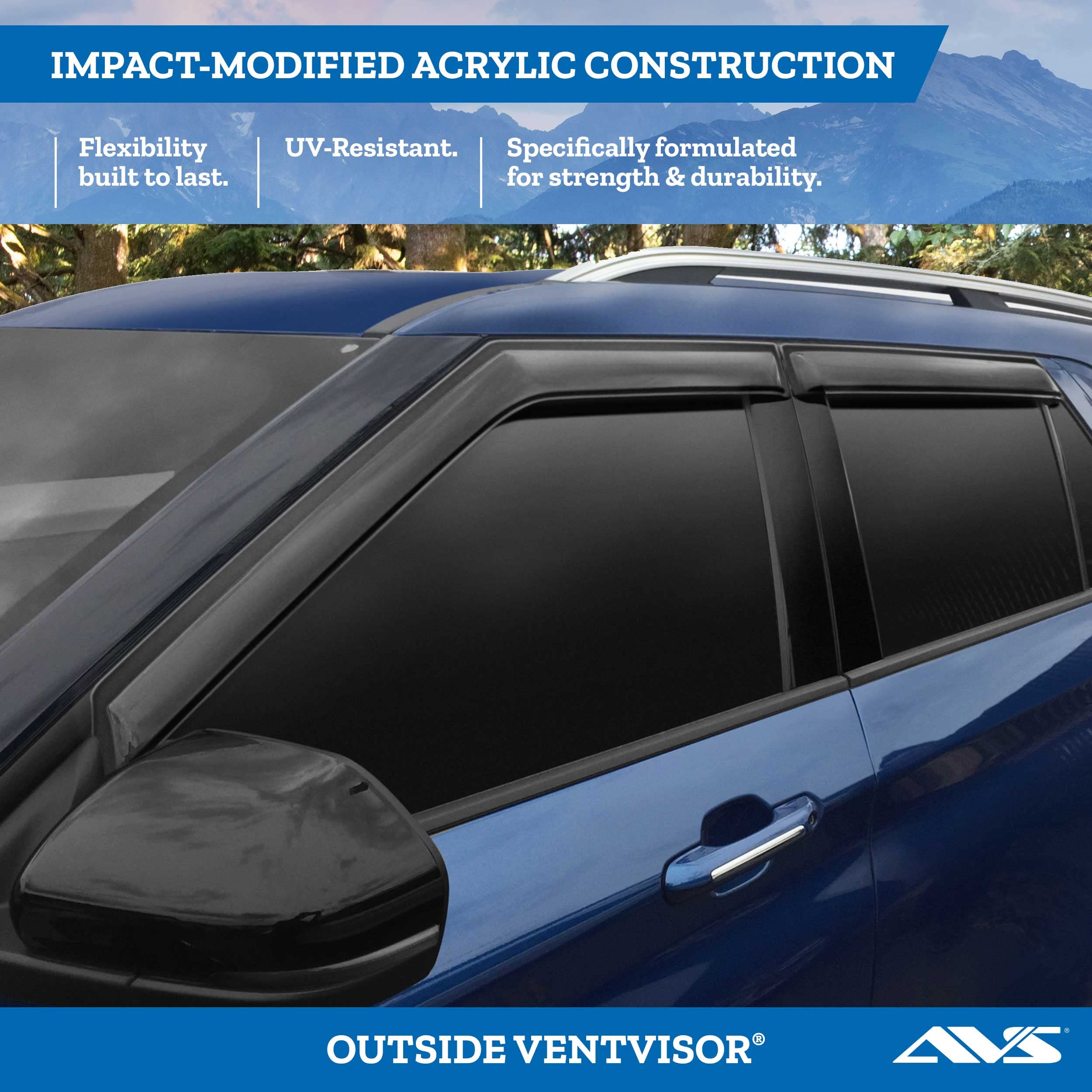 Auto Ventshade [AVS] Ventvisor / Rain Guards | Outside Mount, Smoke Color, 4 pc | 94162 | Fits 2009 - 2016 Toyota Venza