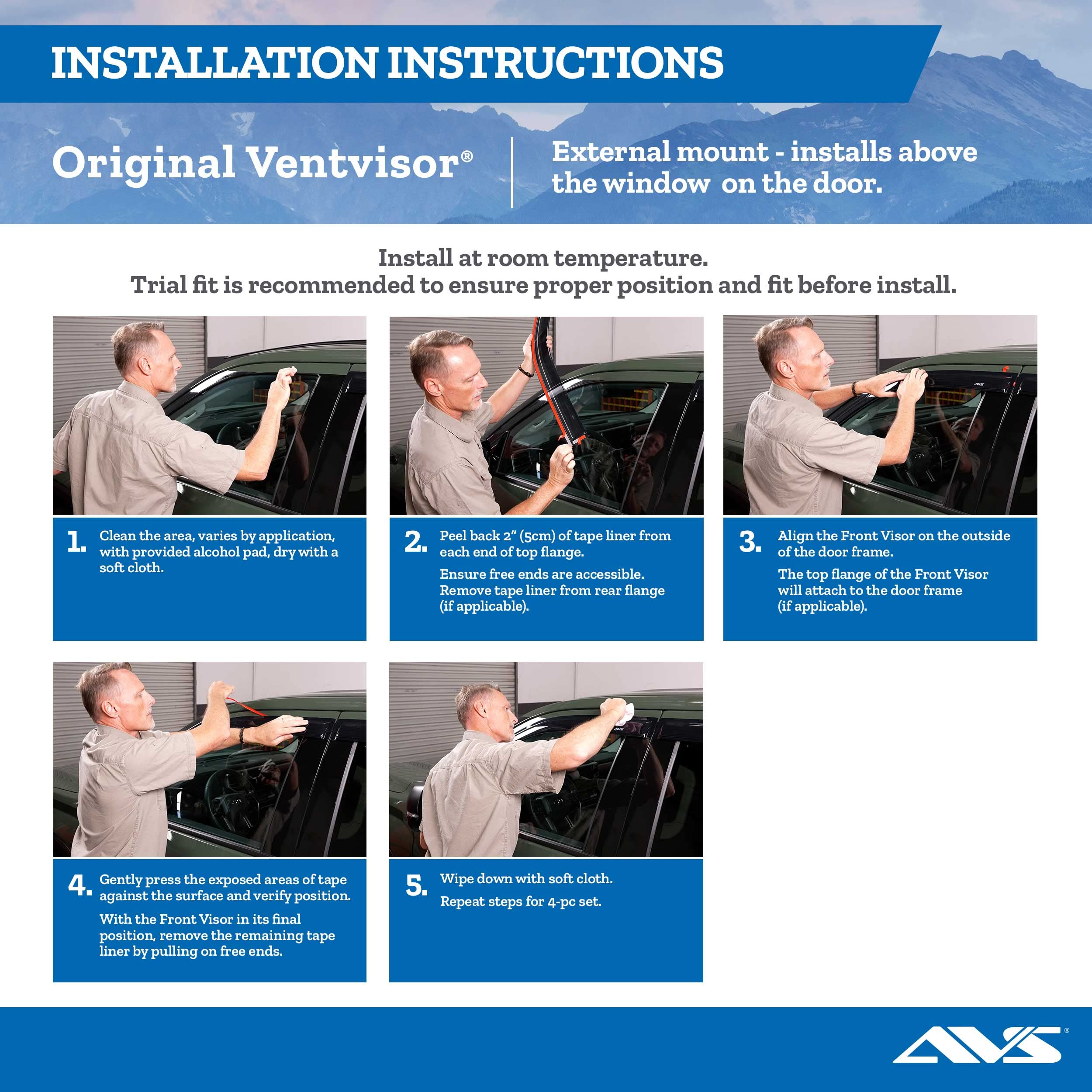 Auto Ventshade [AVS] Ventvisor / Rain Guards | Outside Mount, Smoke Color, 4 pc | 94162 | Fits 2009 - 2016 Toyota Venza