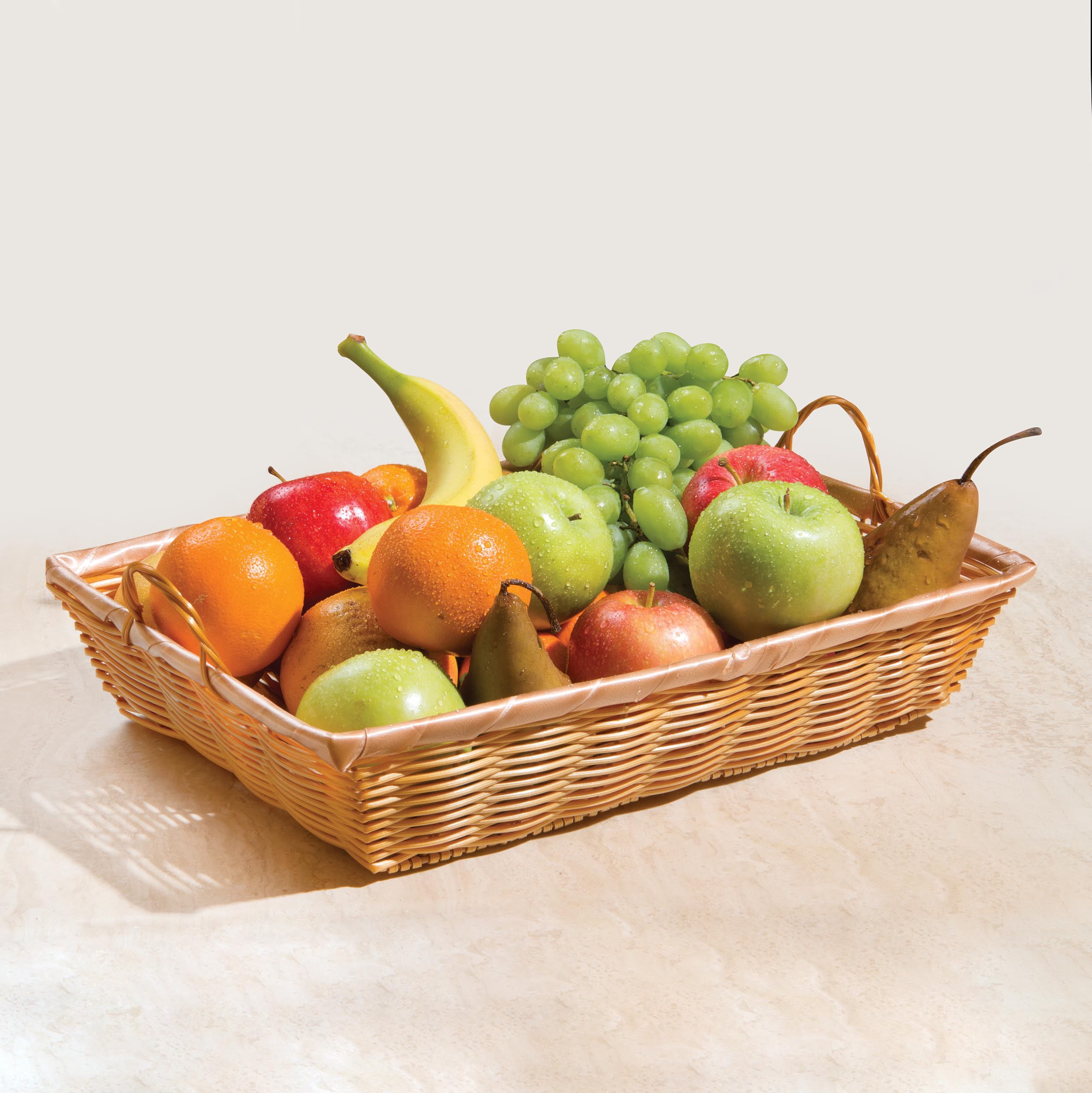Winco PWBN-16B 16-Inch by 11-Inch by 3-Inch Rectangular Woven Basket with Handles,Medium