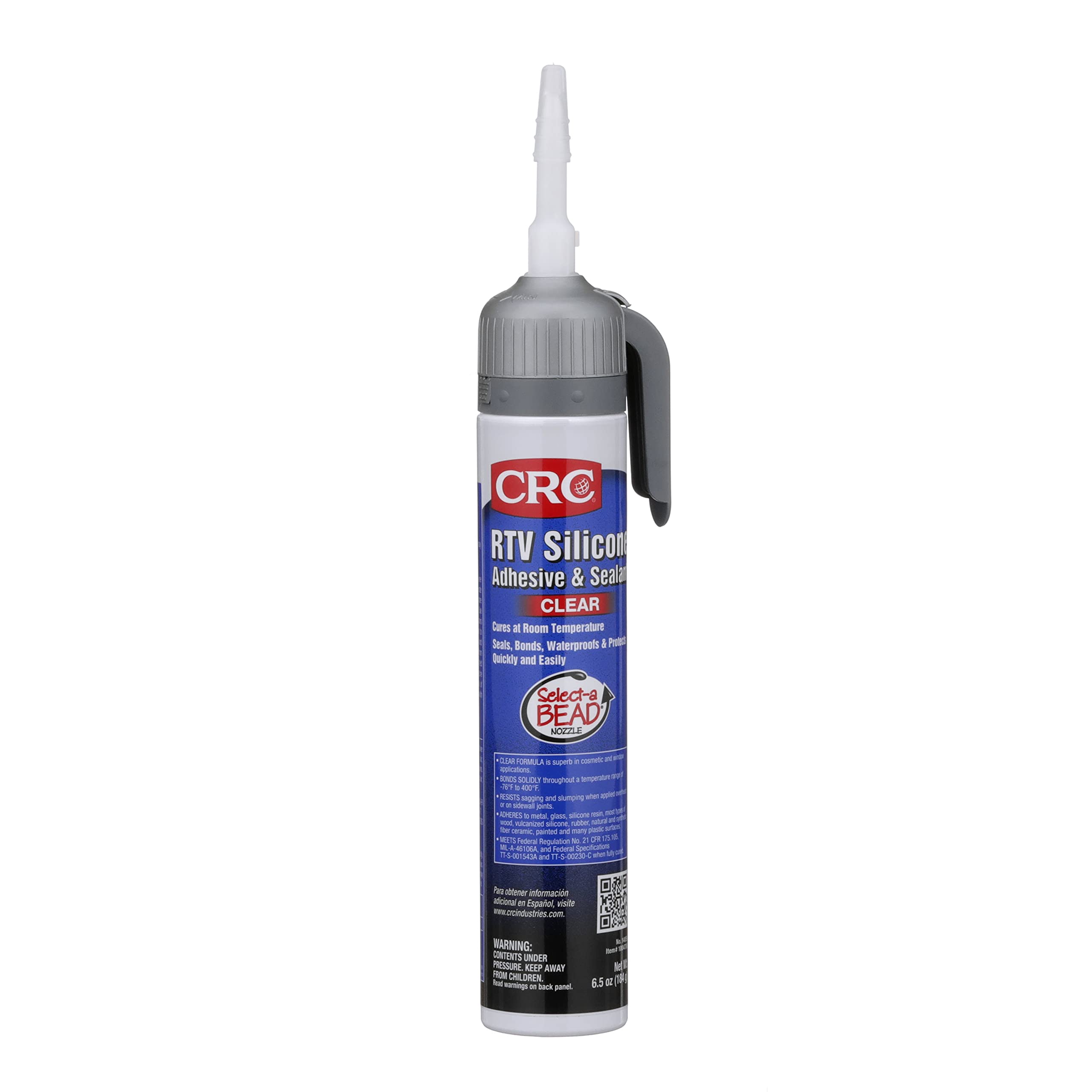 CRC RTV Silicone Sealant 14055 β 6.5 Wt Oz., Clear, General Purpose Barely Visible Gasket Sealant