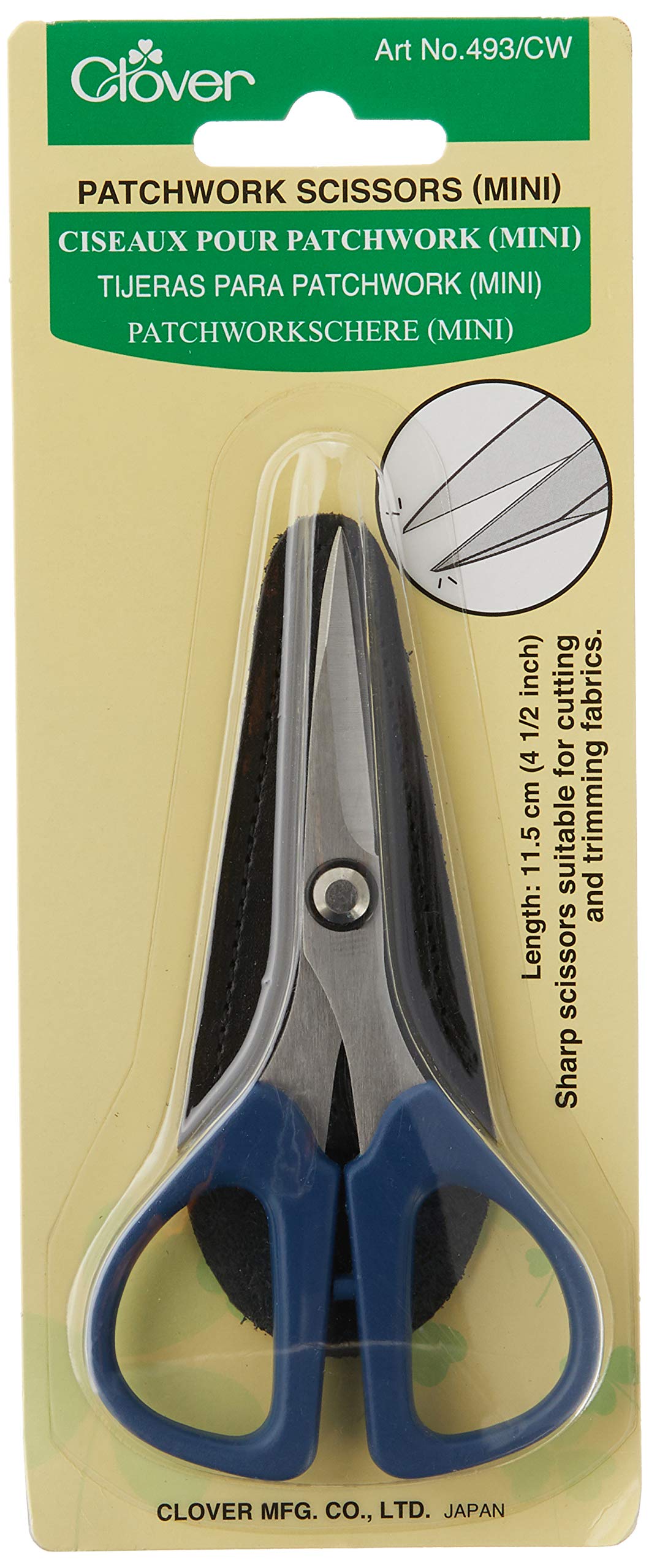 Clover Patchwork 4-1/2-Inch Mini Scissors (493/CW) , Green