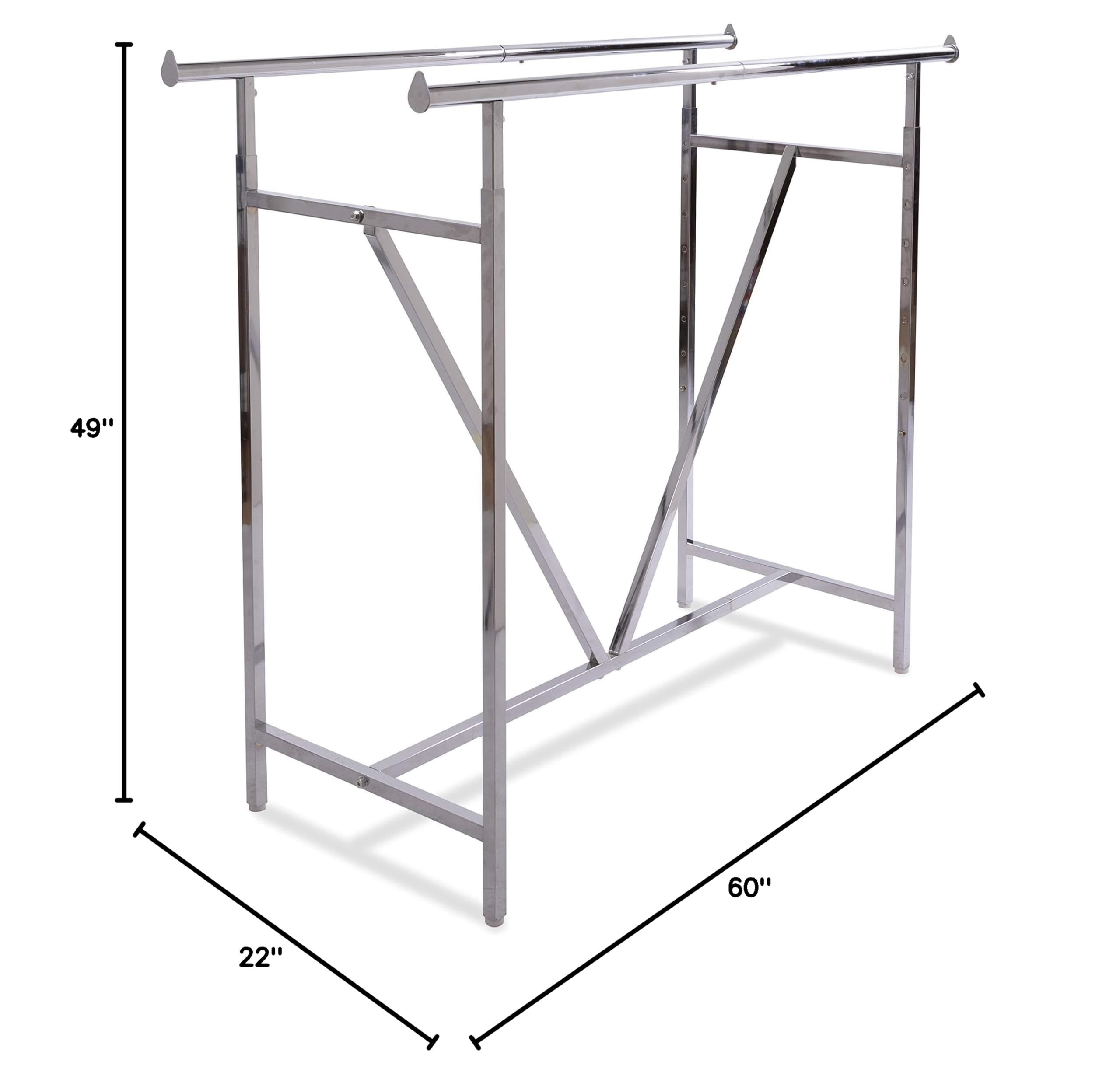 Econoco - Adjustable Heavy Duty Double Bar, Retail Clothing Rack, Rectangular Hangrail Rack w/V-Brace
