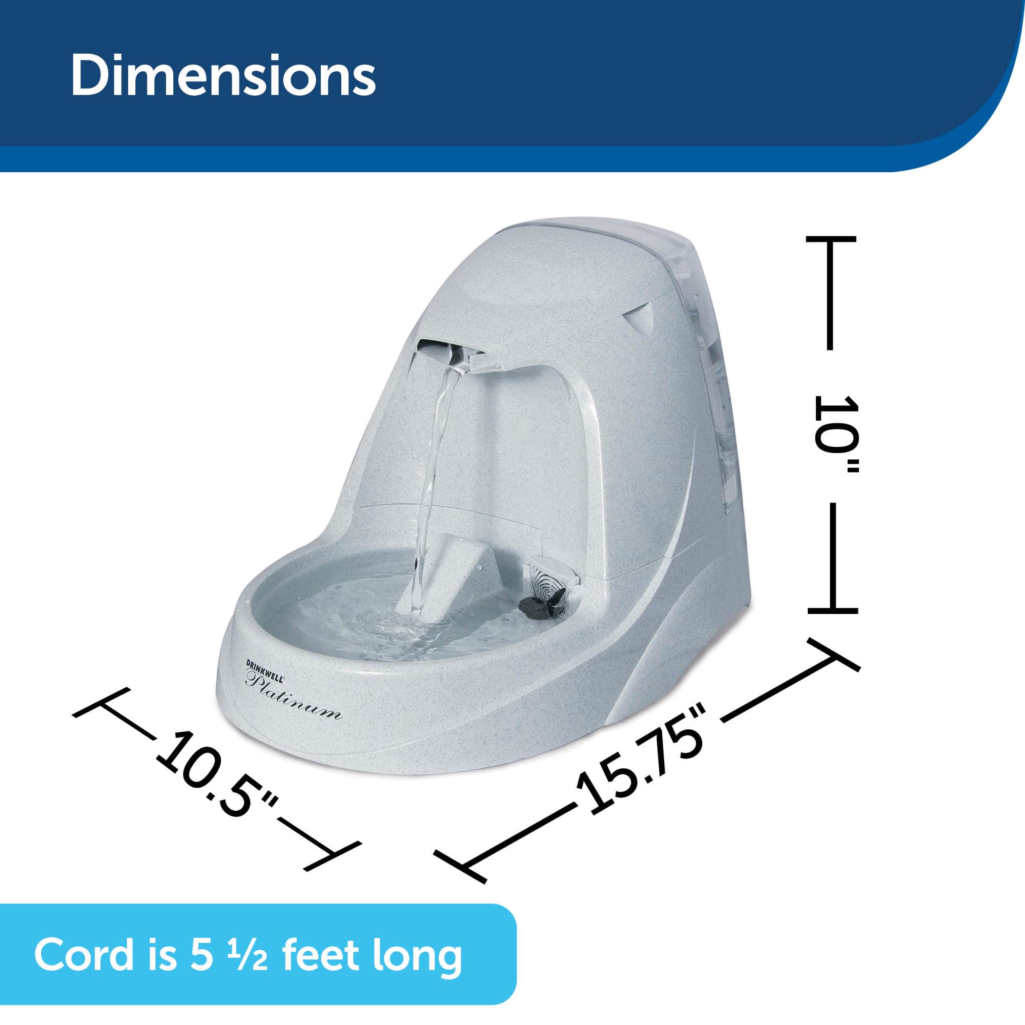 PetSafe Drinkwell Platinum Dog and Cat Water Fountain, Automatic Drinking Fountain for Pets, 168 Ounce